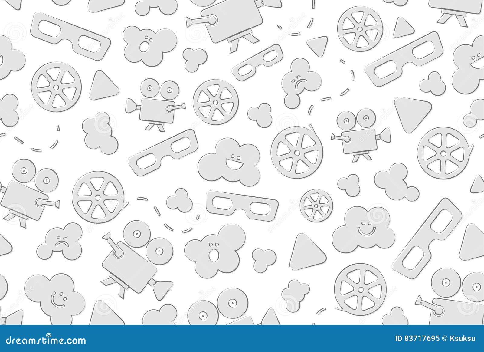 Seamless Pattern of Movie Design Elements Stock Vector - Illustration ...