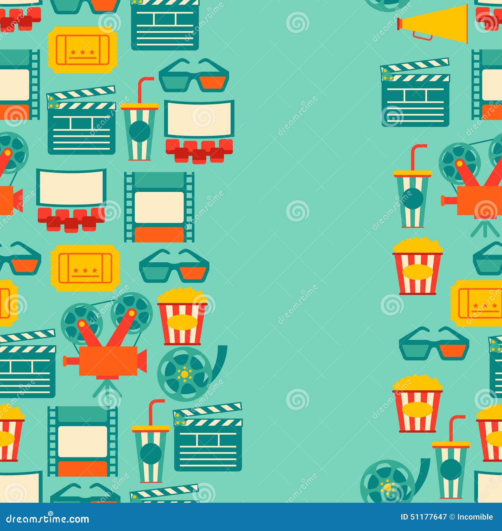 Seamless Pattern of Movie Elements and Cinema Stock Vector ...