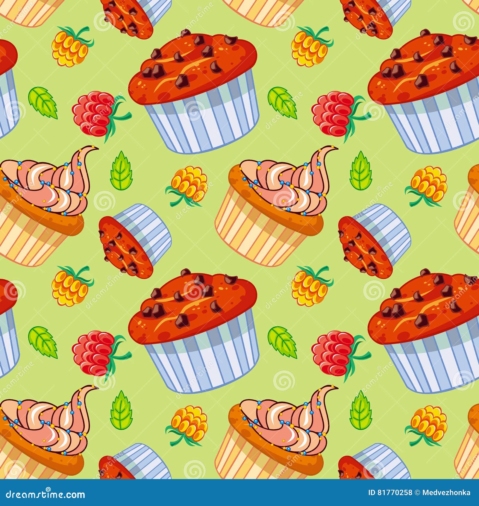 Seamless Pattern with Muffins. Stock Illustration - Illustration of ...