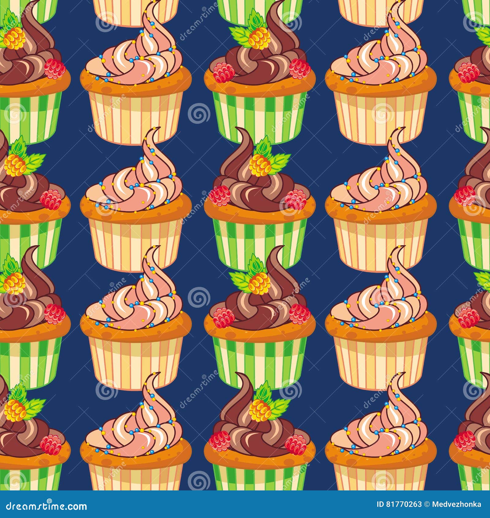 Seamless Pattern with Muffins. Stock Illustration - Illustration of ...