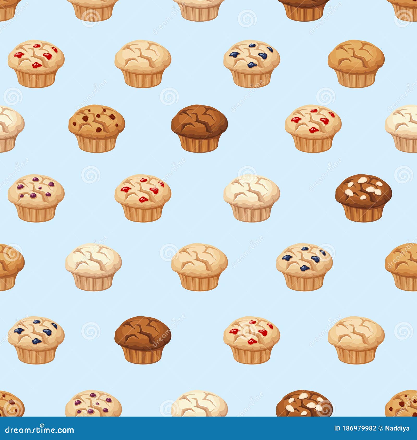 Seamless Pattern with Muffins. Vector Illustration. Stock Vector ...