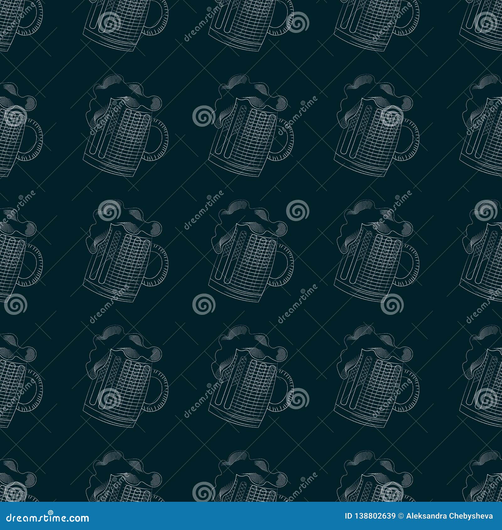 Seamless Pattern with Mug of Beer for Beer Pub Stock Illustration ...