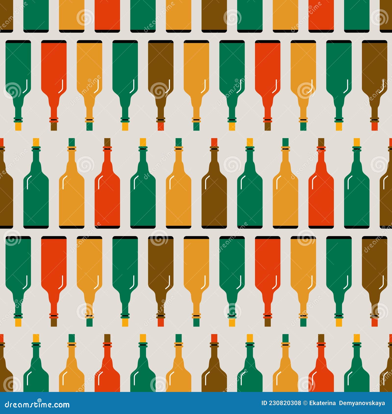 Seamless Pattern of Multi-colored Bottles. Vector Illustration Stock ...