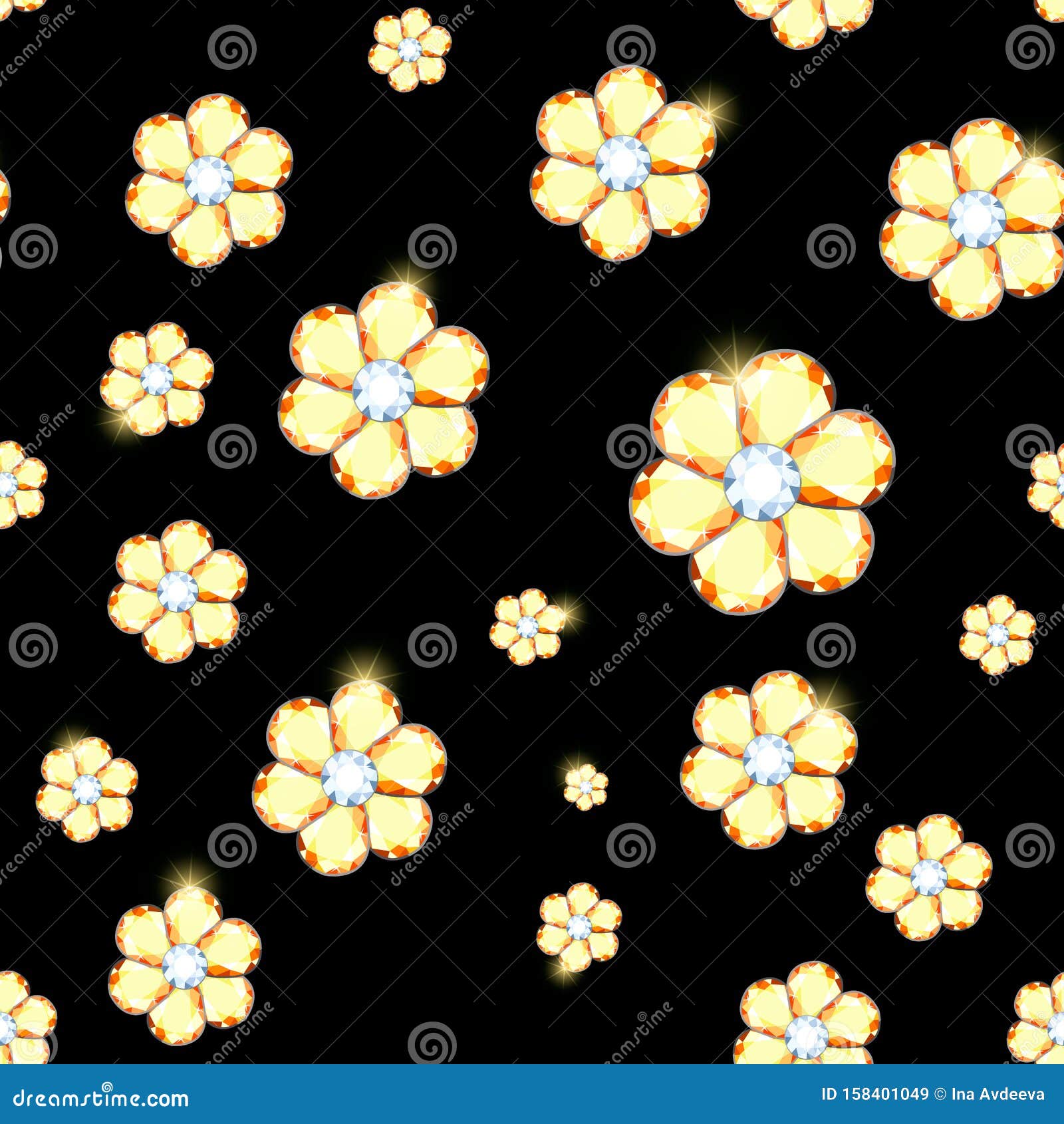 Seamless Pattern of Multi-colored Diamonds on a Black Background Stock ...