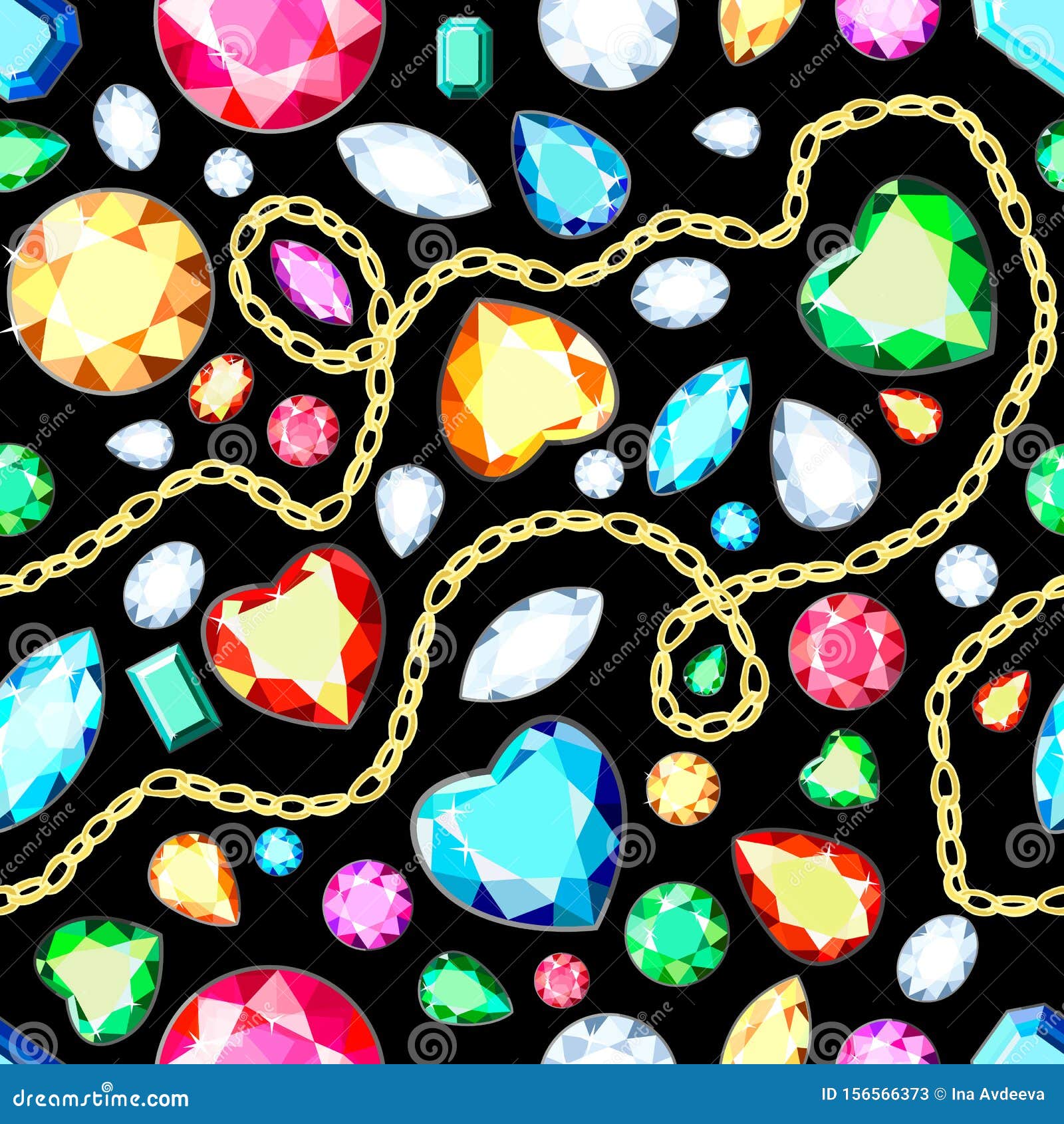 Seamless Pattern of Multi-colored Diamonds on a Black Background Stock ...