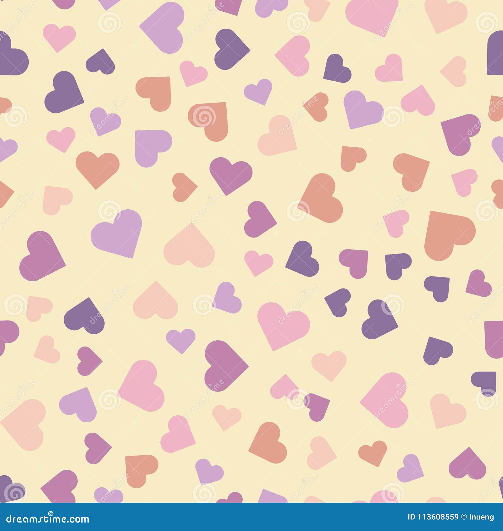 Seamless Pattern with Multi-colored Hearts in Pastel Colors. Stock ...