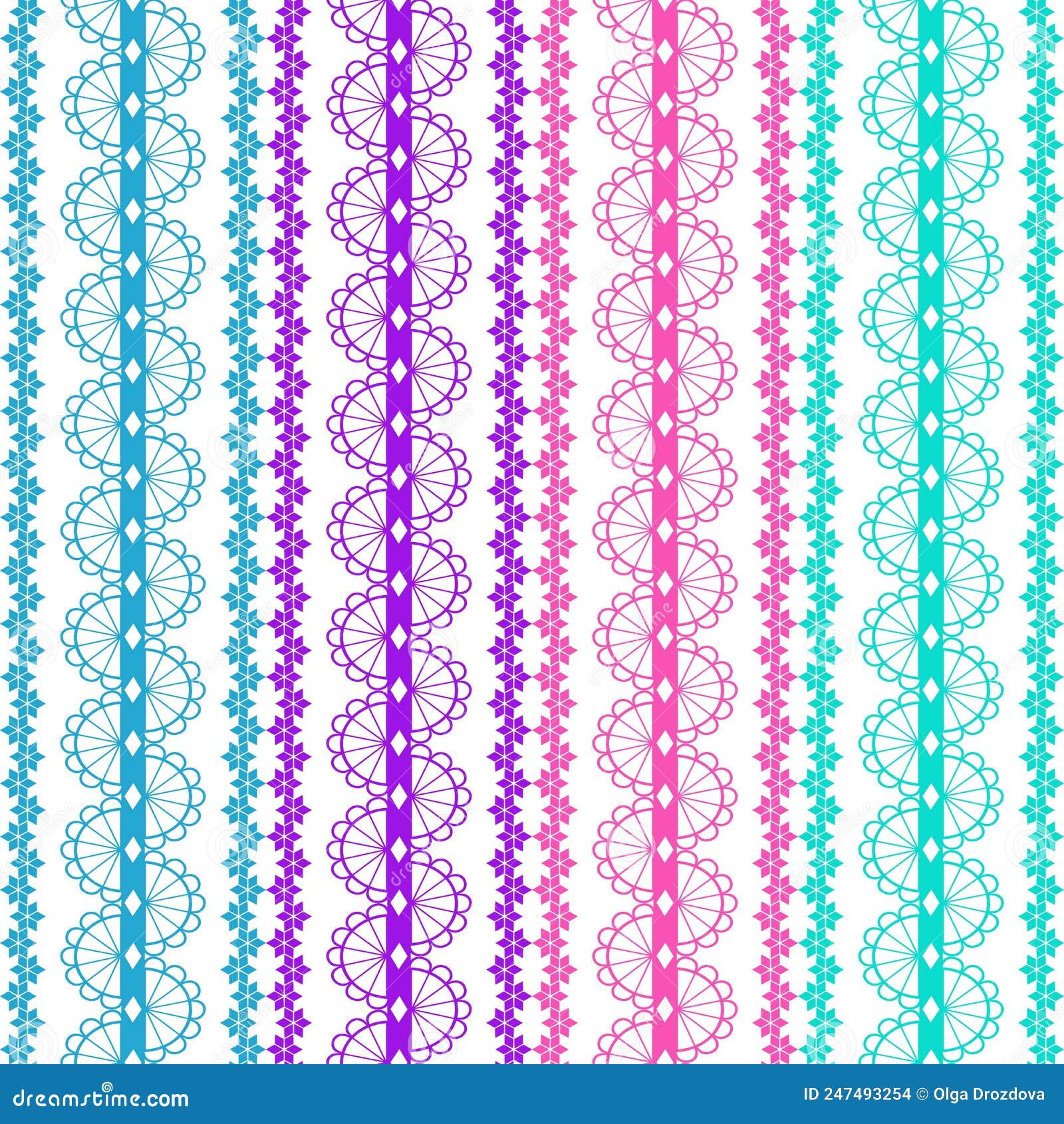 Seamless Pattern of Multi-colored Lace Stripes Stock Illustration ...