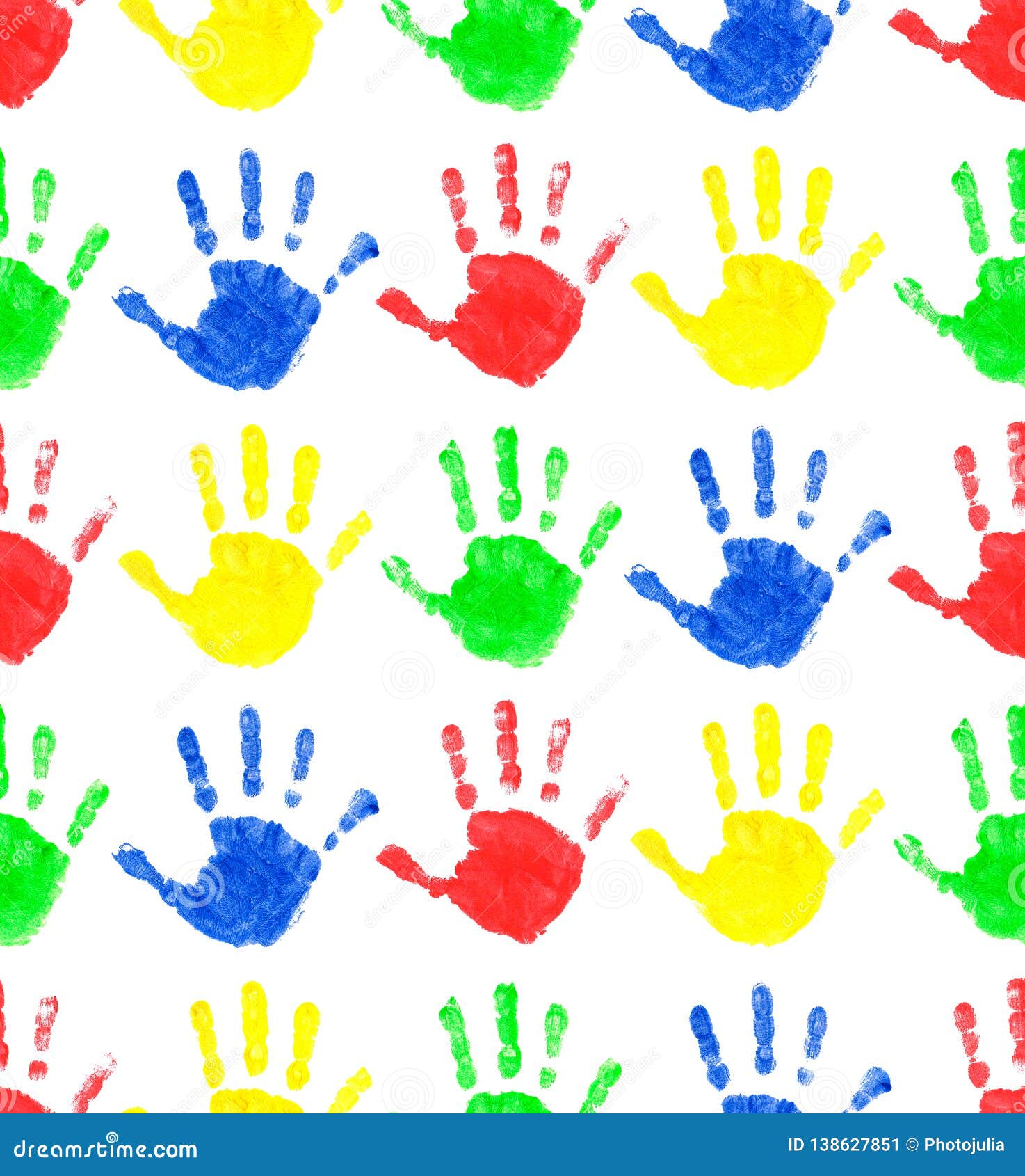 Seamless Pattern of Multi-colored Prints of Children`s Palms. the ...