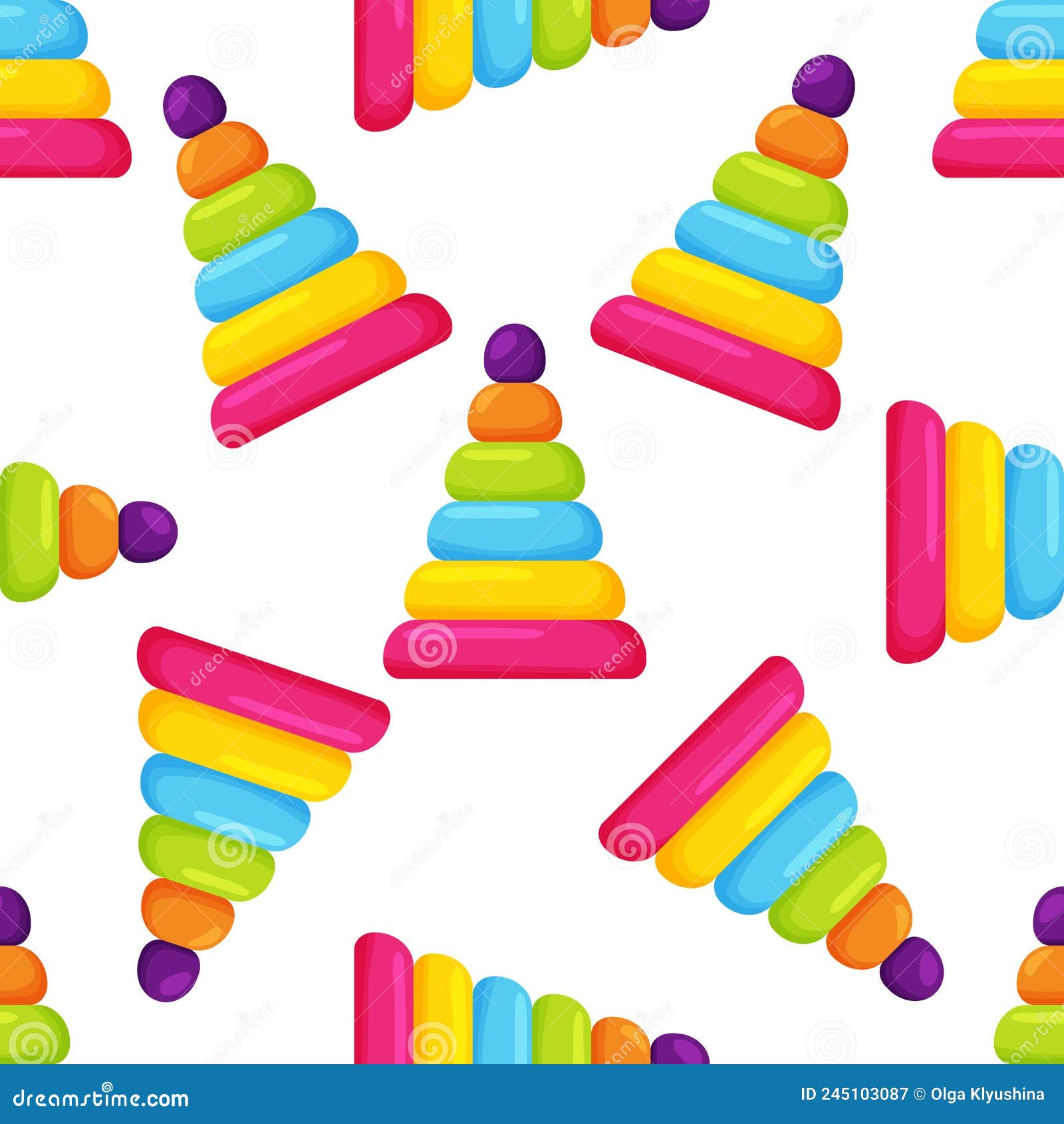 Seamless Pattern from Multi-colored Pyramids on Background. Cute Toys ...
