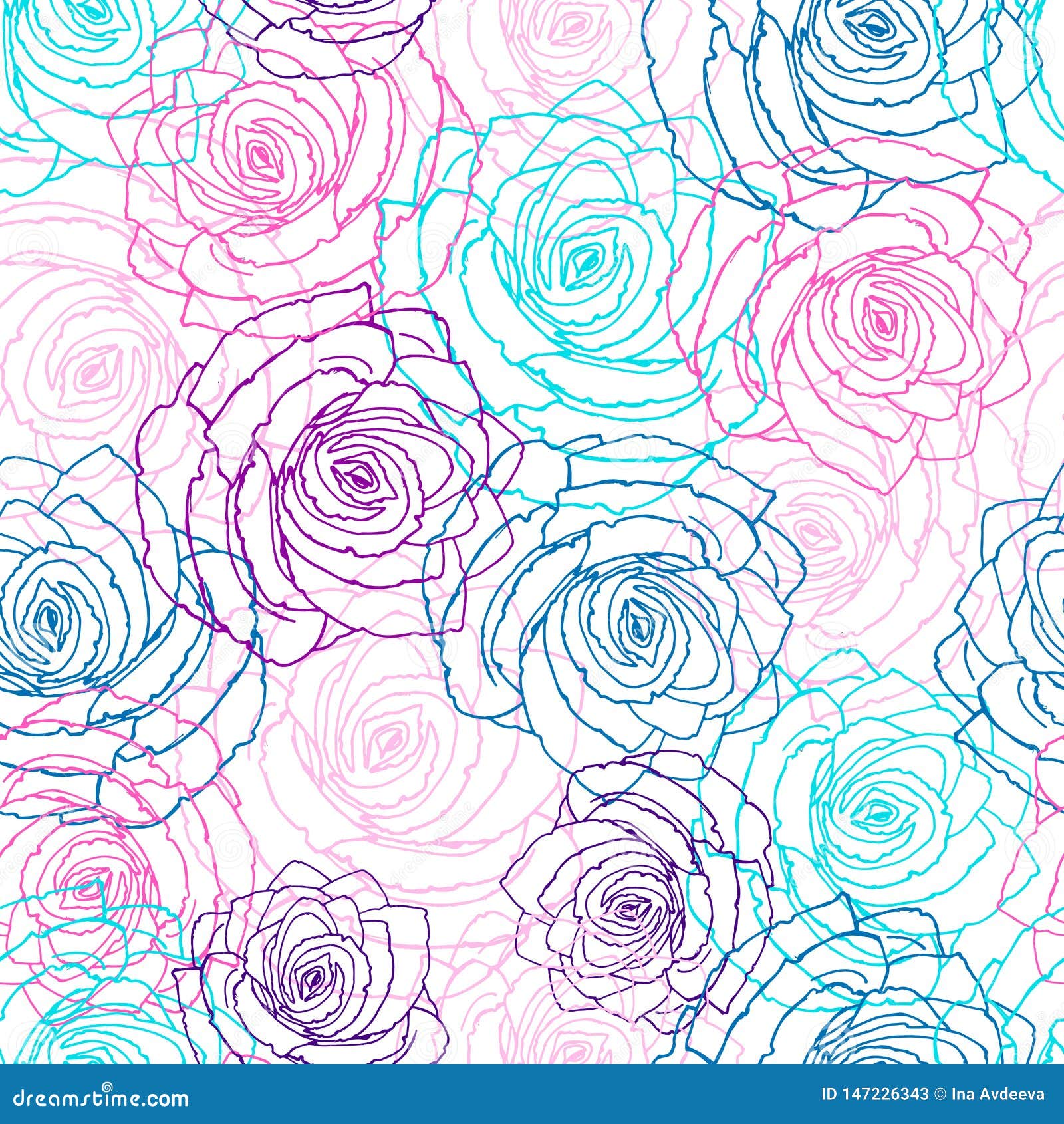Seamless Pattern of Multi-colored Roses Stock Vector - Illustration of ...