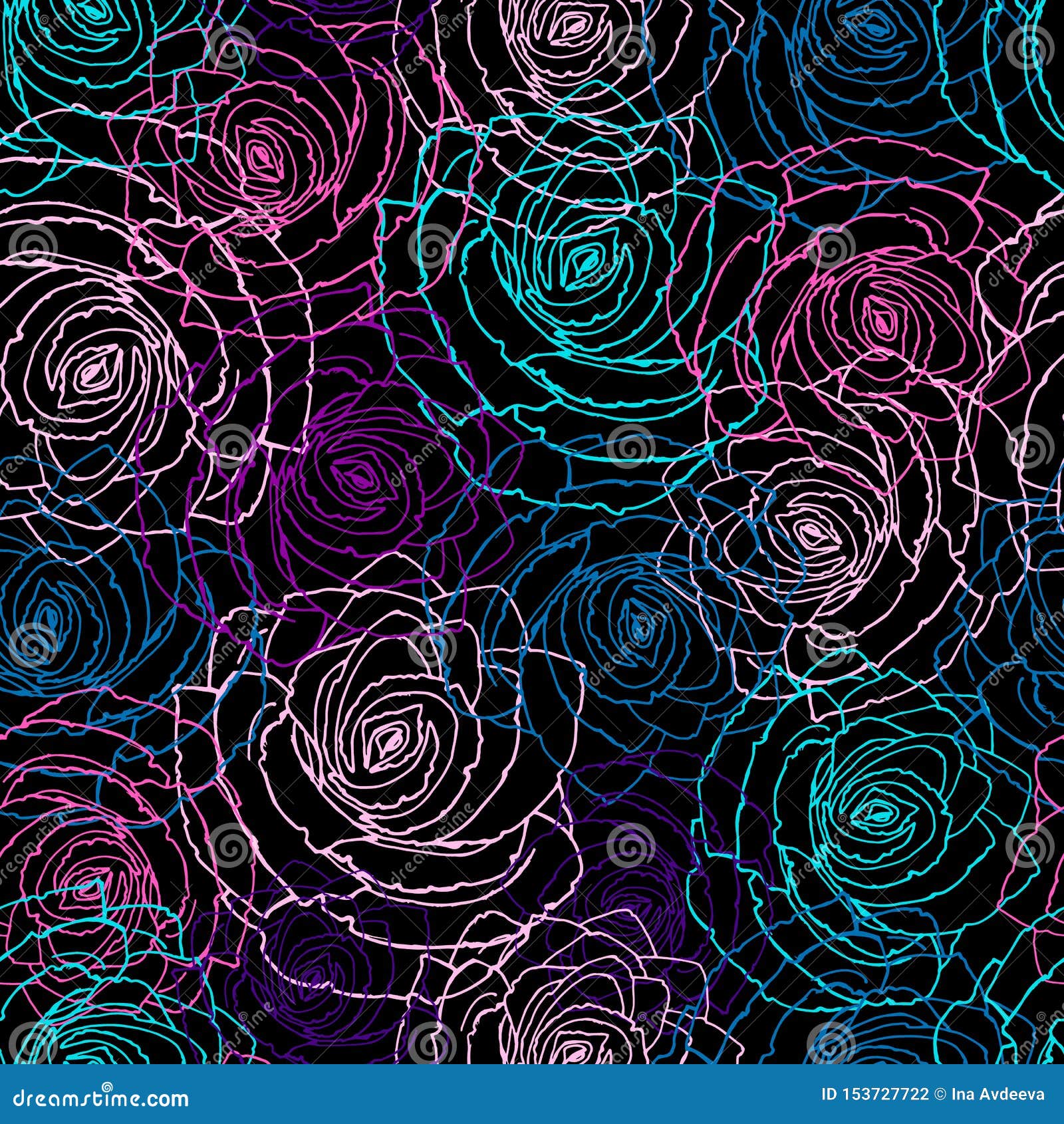 Seamless Pattern of Multi-colored Roses Stock Vector - Illustration of ...