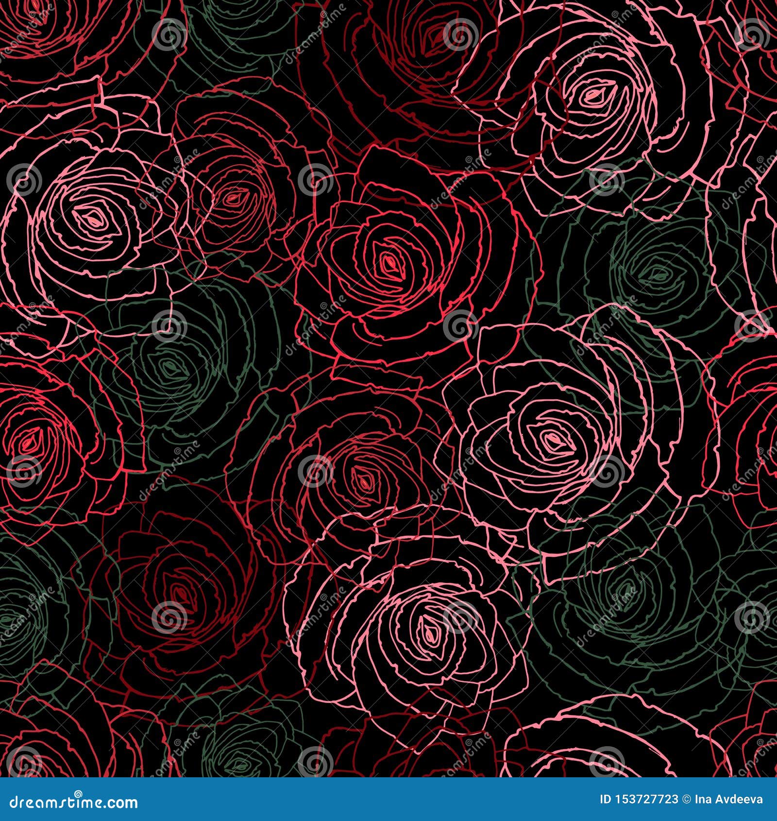 Seamless Pattern of Multi-colored Roses Stock Vector - Illustration of ...