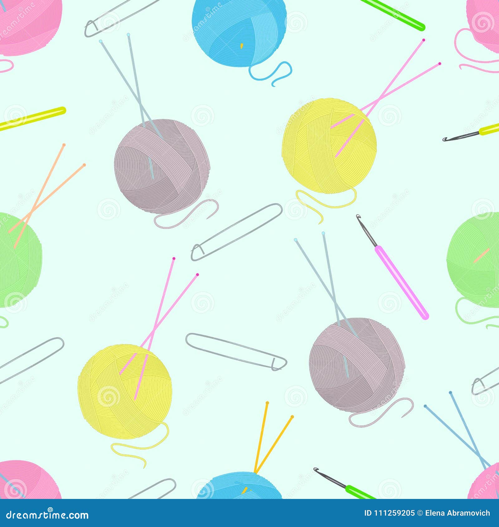 Seamless Pattern of Multi-colored Knitting Thread Crochet Stock Vector ...