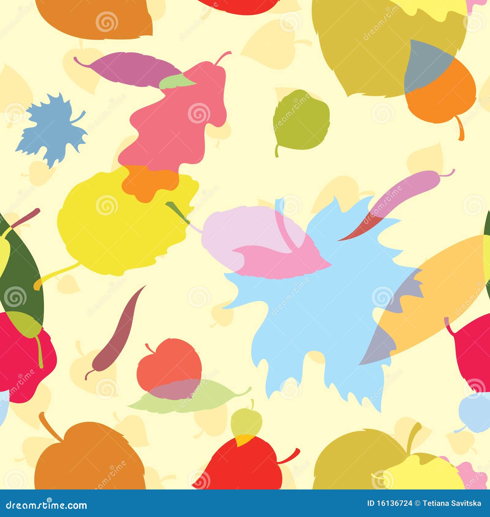 A Seamless Pattern with Multicolor Leaves Stock Illustration ...