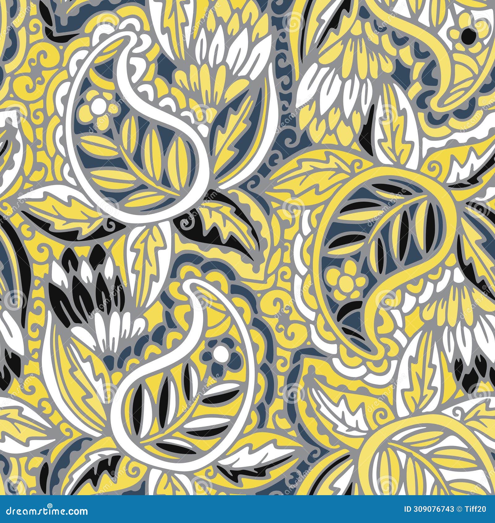 Seamless Pattern with Multicolor Paisley Print. Vector Stock ...