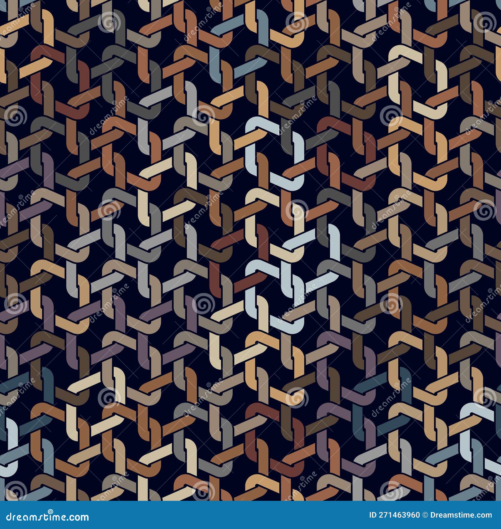 Seamless Pattern with Multicolored Chained Squares. Geometric Metal ...