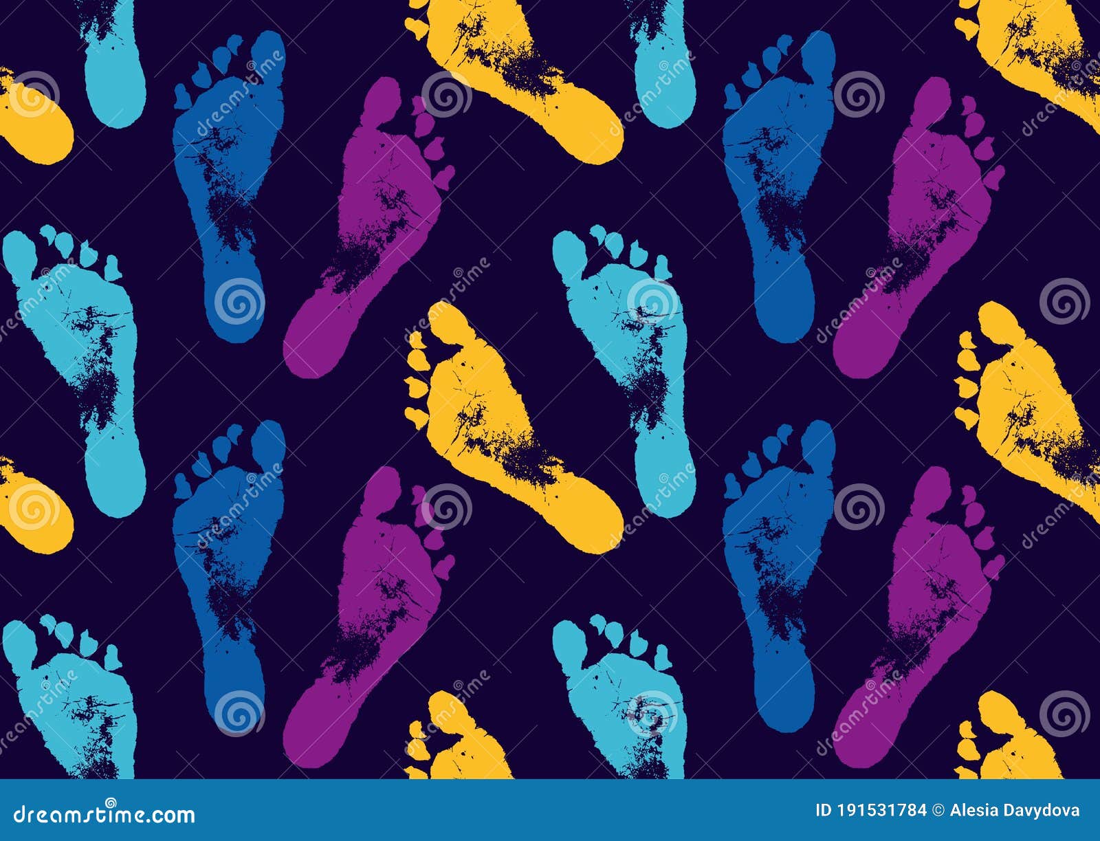 Seamless Pattern with Multicolored Footprints. Creative Background with ...