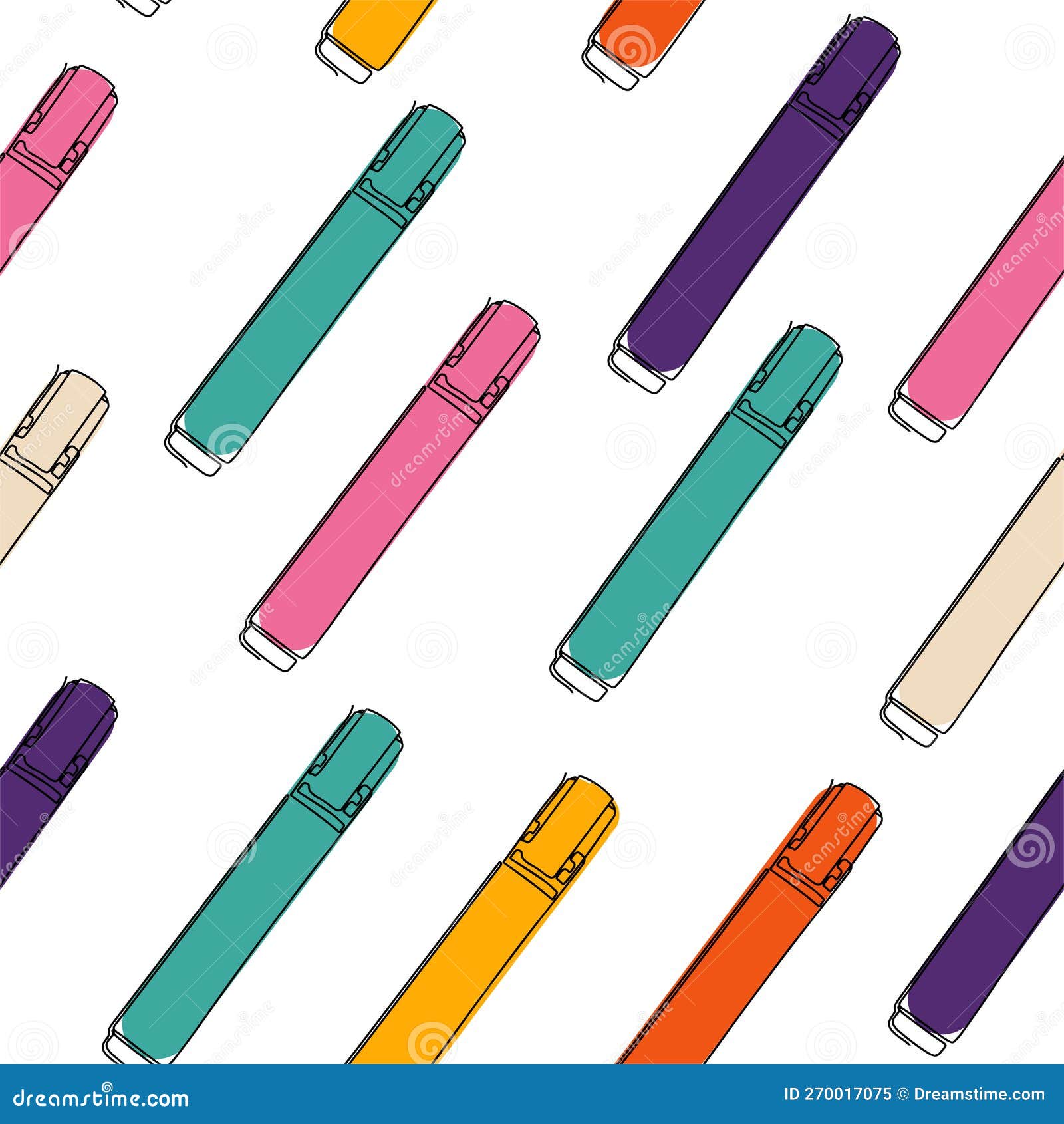 Seamless Pattern of Multicolored Markers on a White Background. the ...