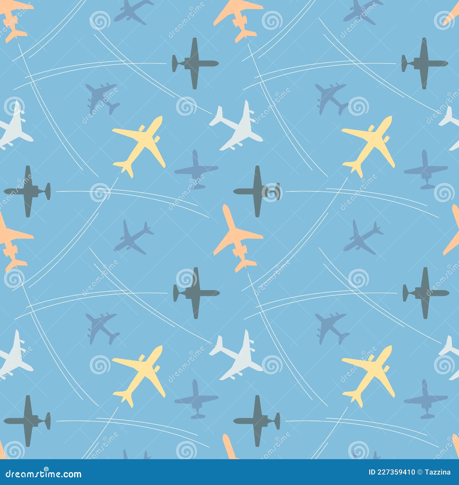 Seamless Pattern with Multicolored Passenger Airplanes and Flight Paths ...