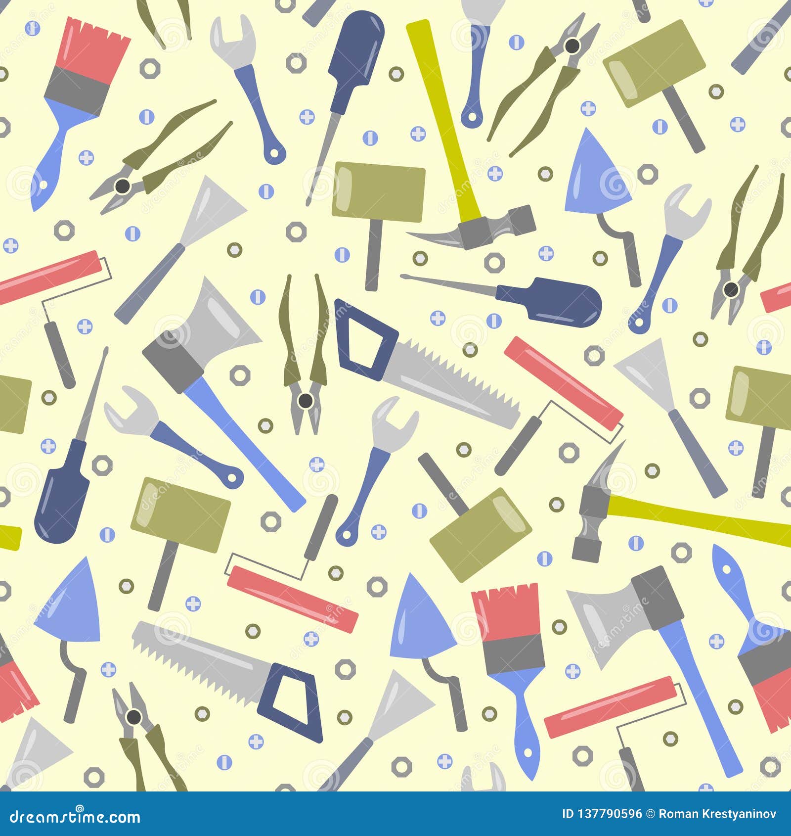 Seamless Pattern of Multicolored Tools Stock Illustration ...