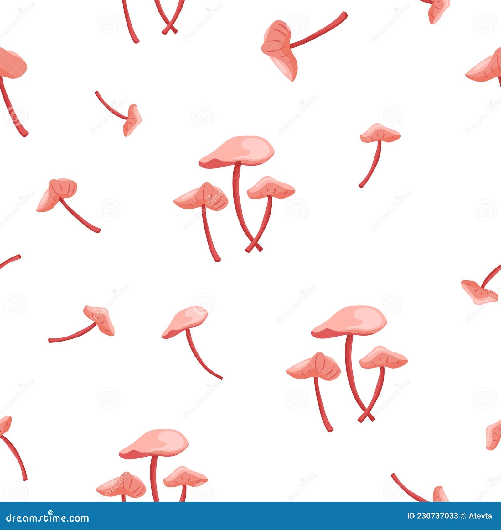 Seamless Pattern with a Mushroom. Vector Cartoon Illustration. Stock ...