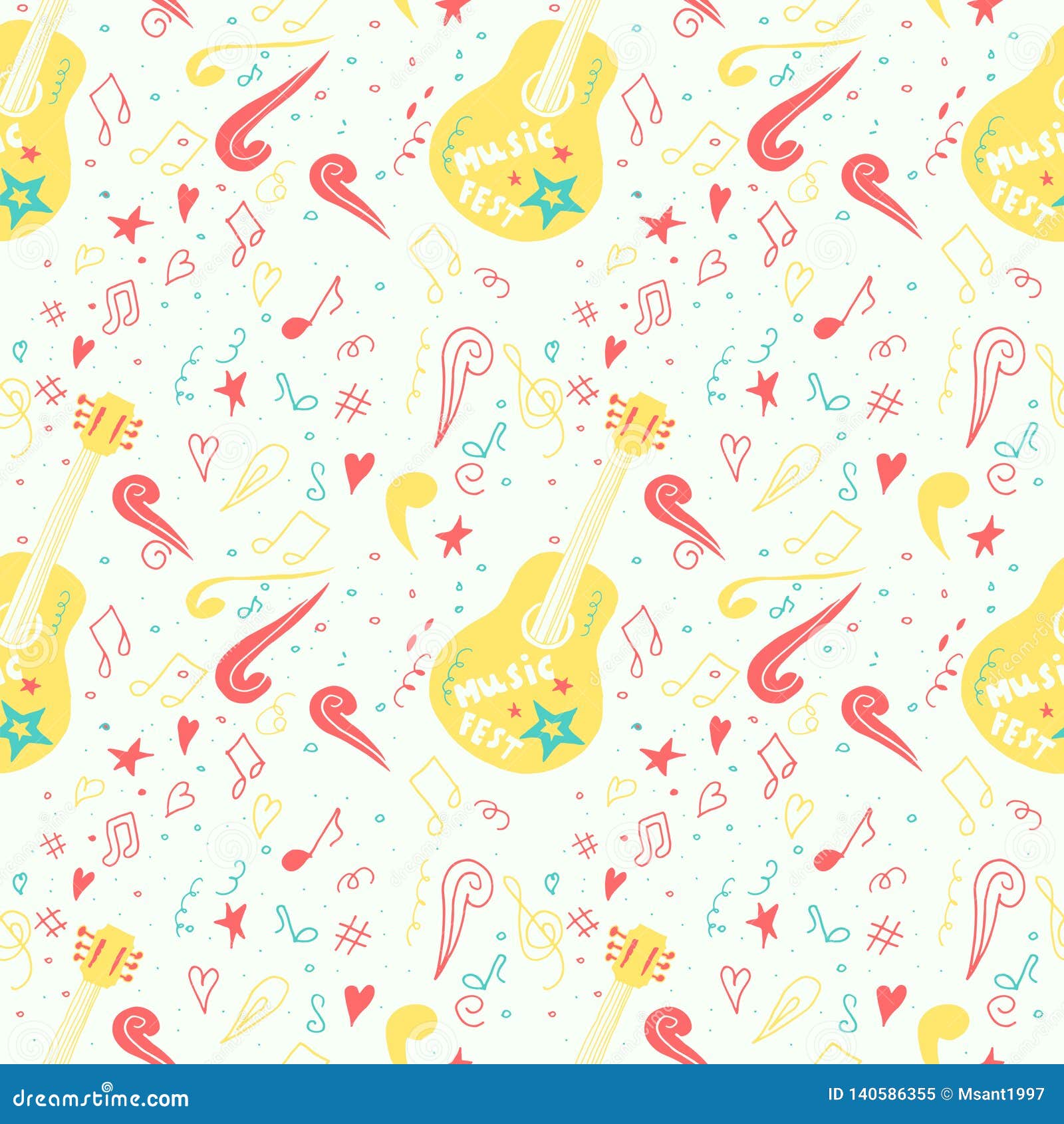 Seamless Pattern with Music Elements. Country Music Style Stock Vector ...