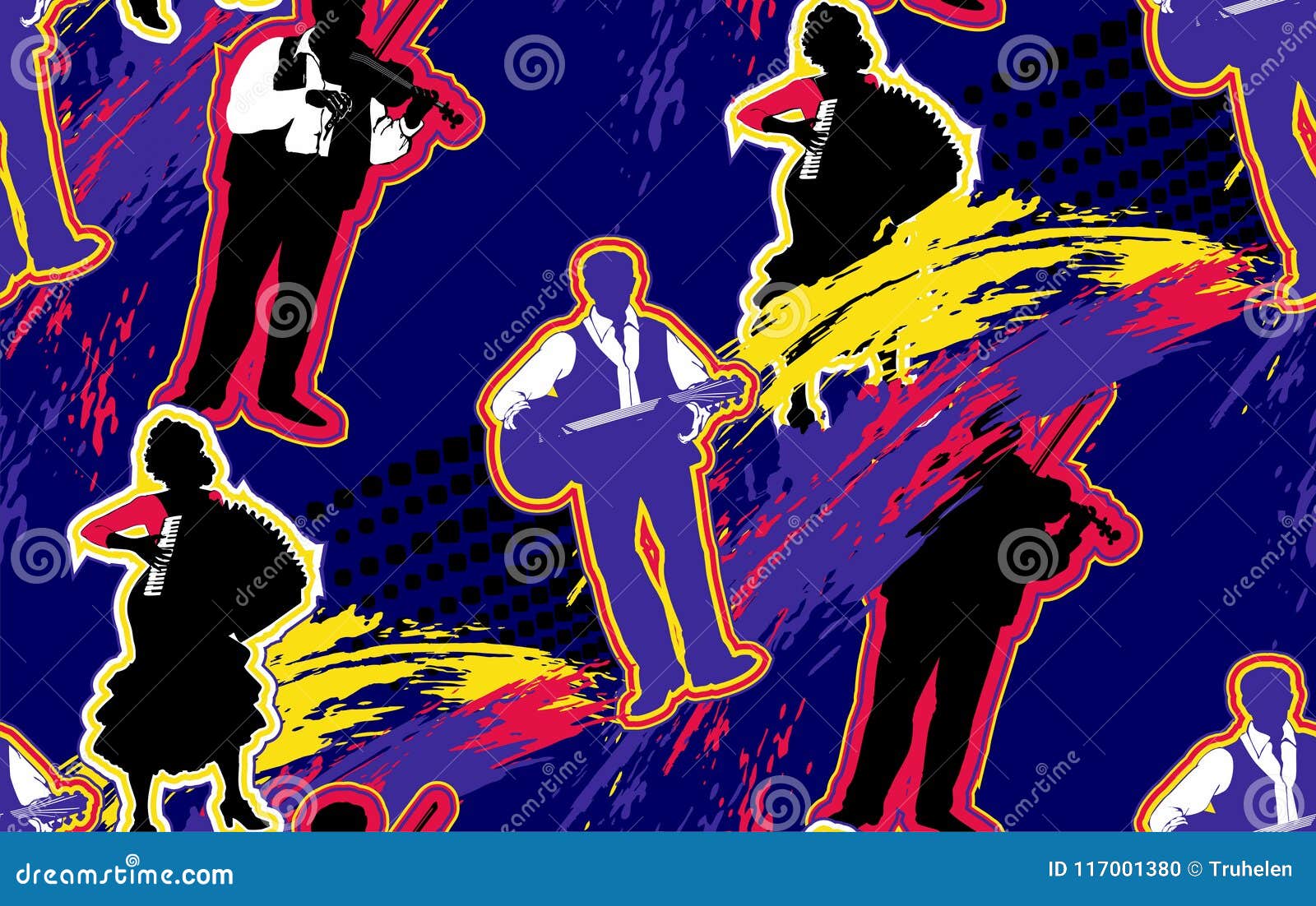 Seamless Pattern. Music Folk Orchestra. Vector Drawing Stock Vector ...