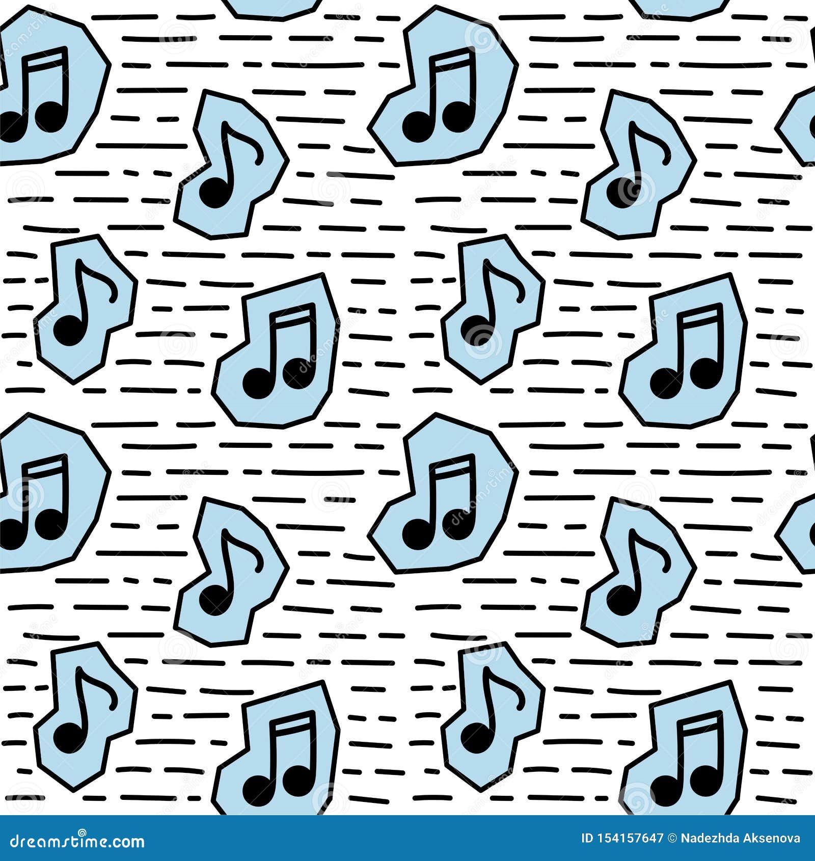 Seamless Pattern Music Note in Doodle Style Stock Illustration ...