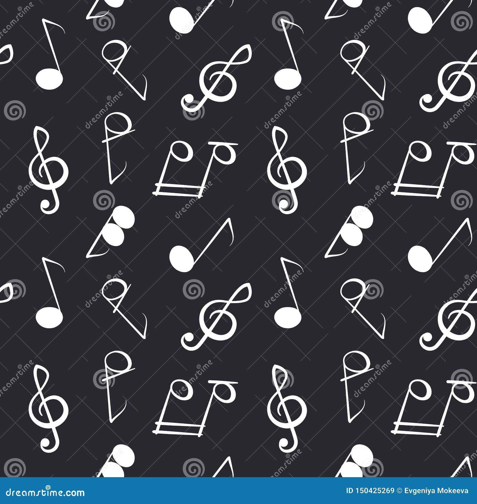 Seamless Pattern with Music Notes Stock Illustration - Illustration of ...