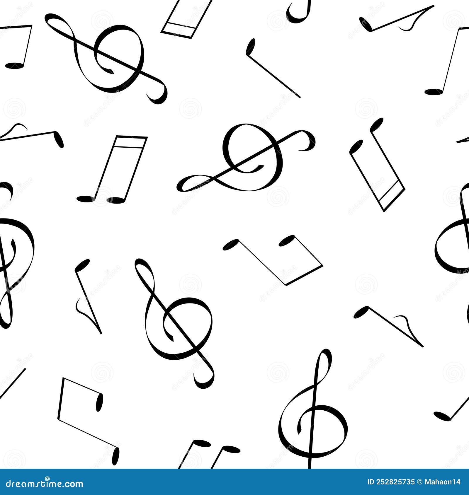 Seamless Pattern with Music Notes and Treble Clef Stock Vector ...