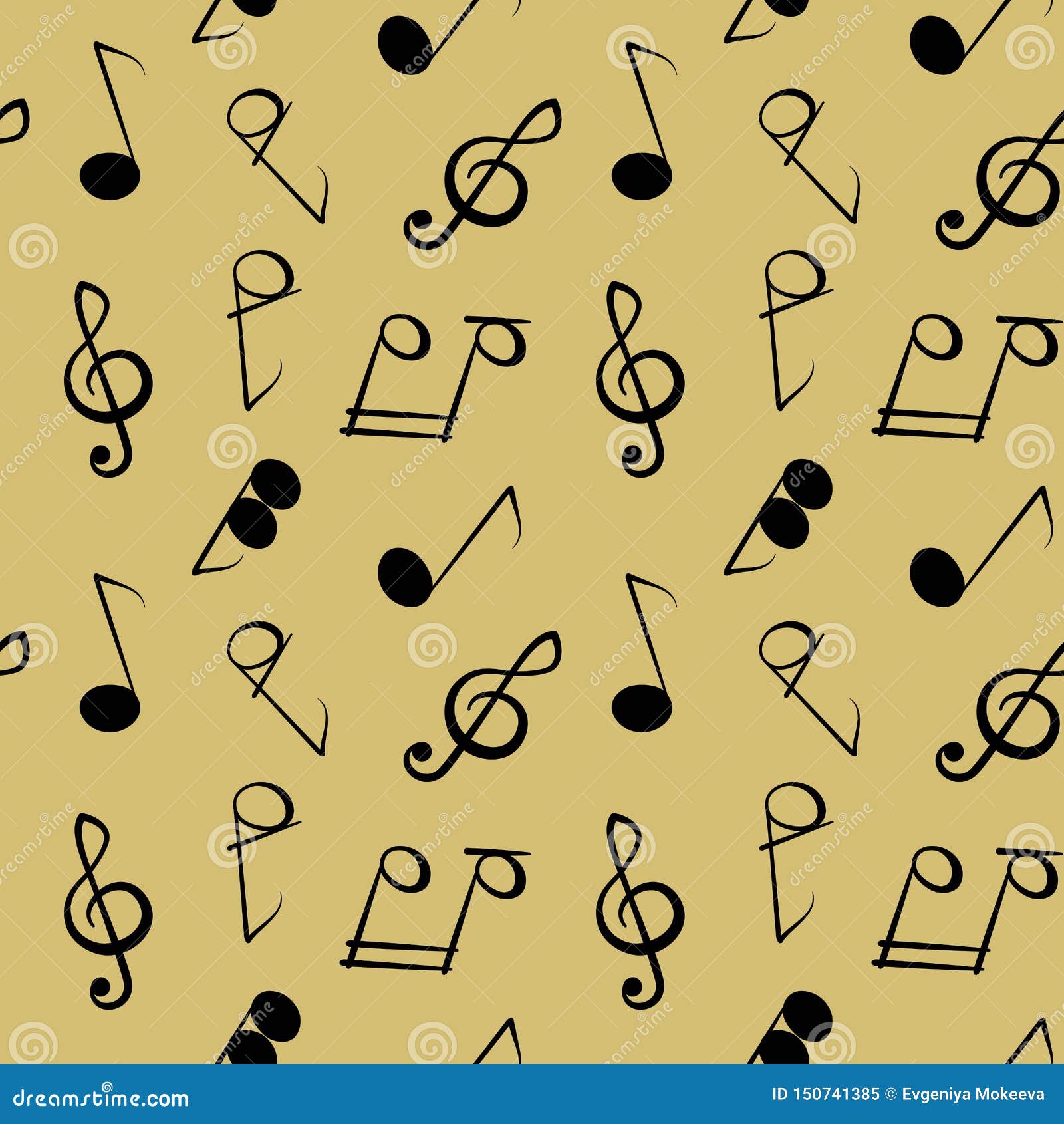 Seamless Pattern with Music Notes Stock Illustration - Illustration of ...