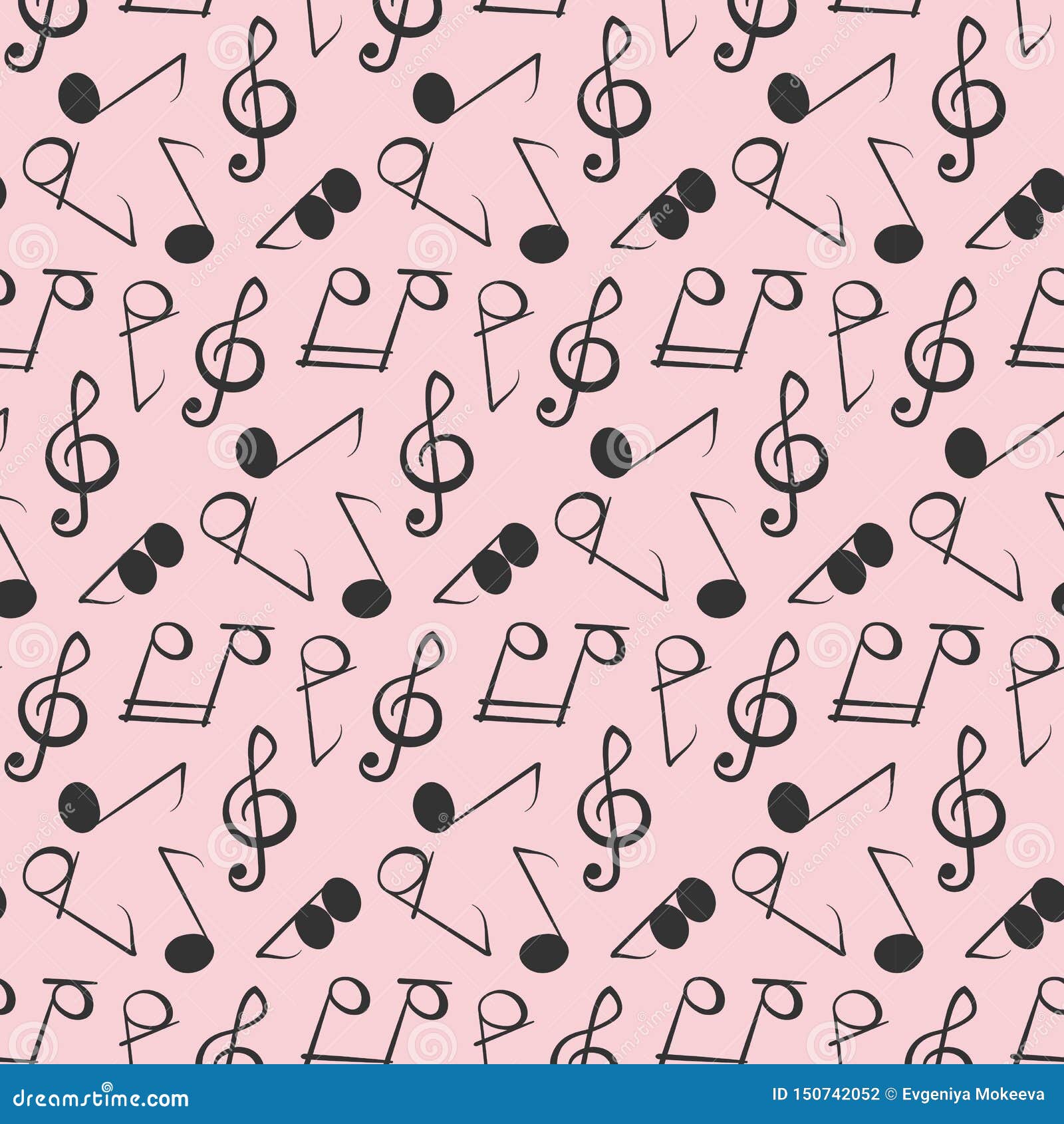 Seamless Pattern with Music Notes Stock Illustration - Illustration of ...