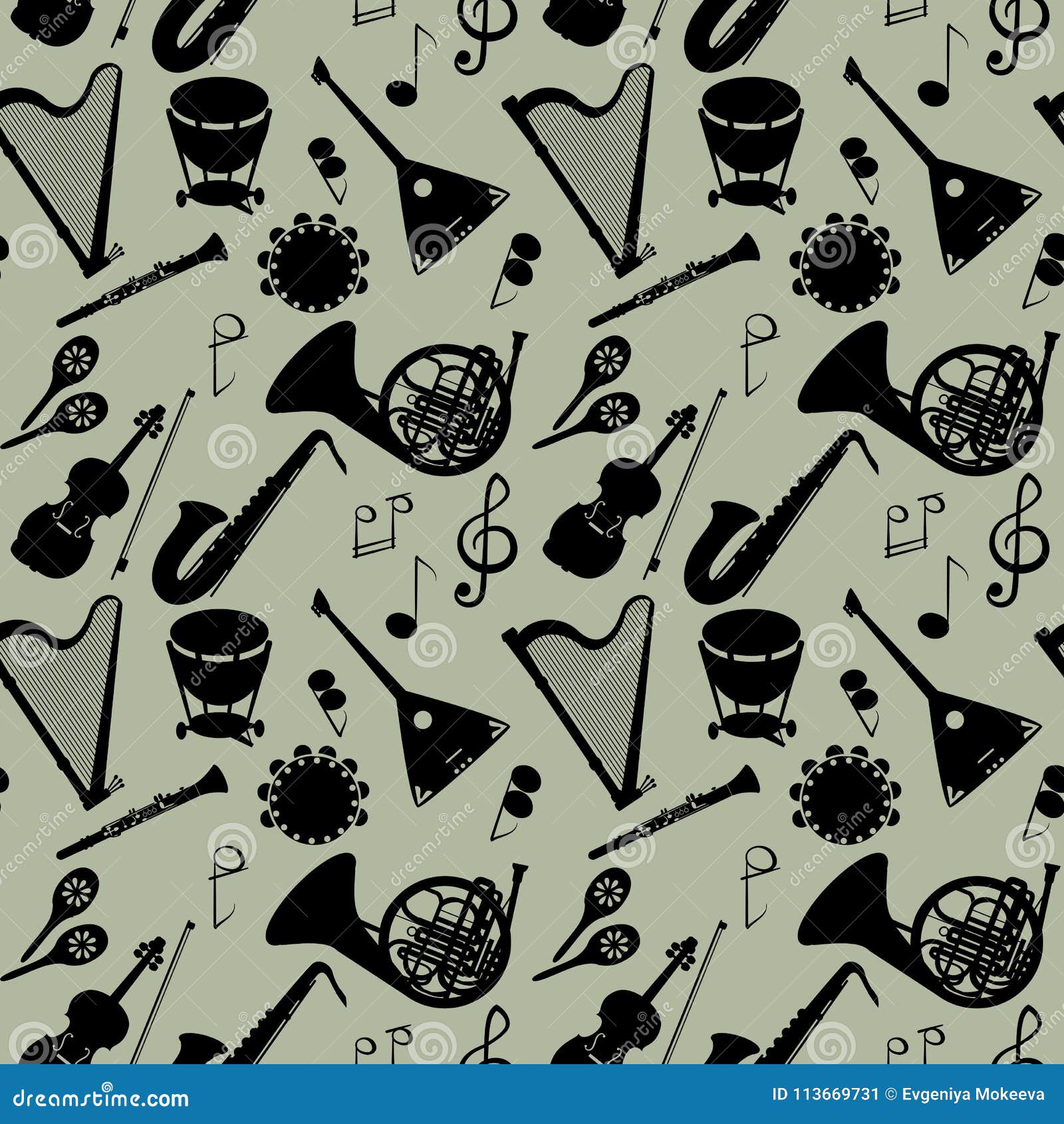 Seamless pattern. stock vector. Illustration of instrument - 113669731