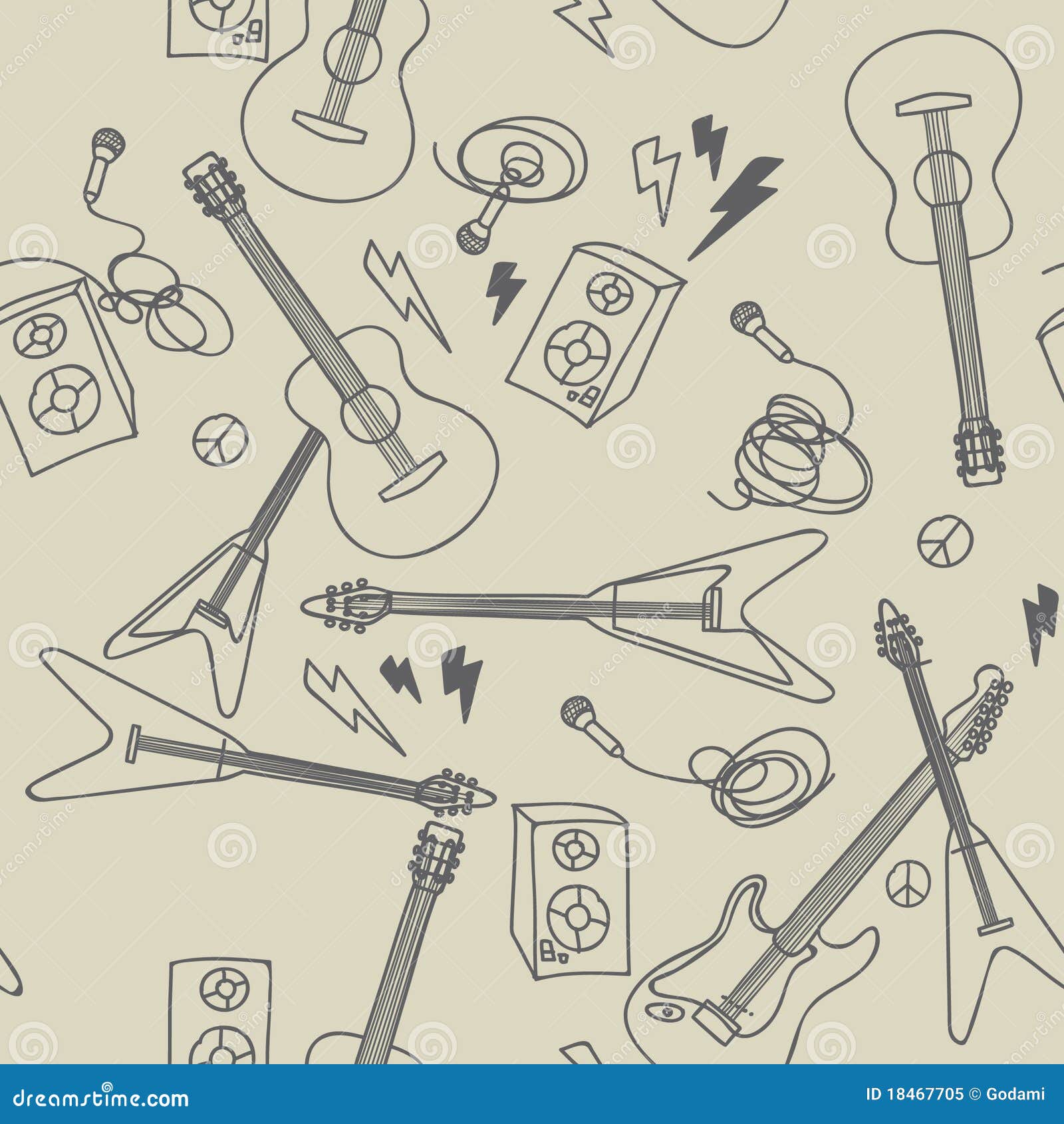 Seamless Pattern with Musical Instruments Stock Vector - Illustration ...