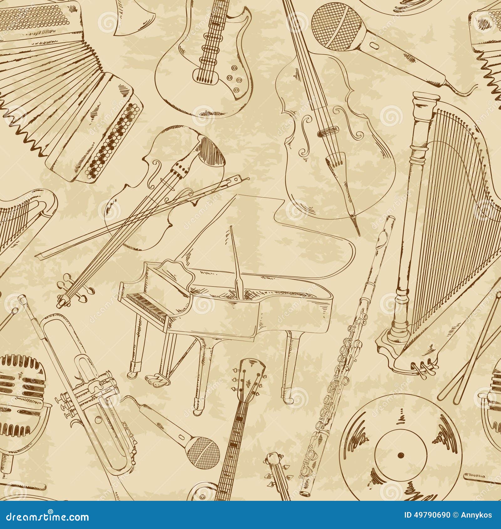 Seamless Pattern of Musical Instruments Stock Vector - Illustration of ...