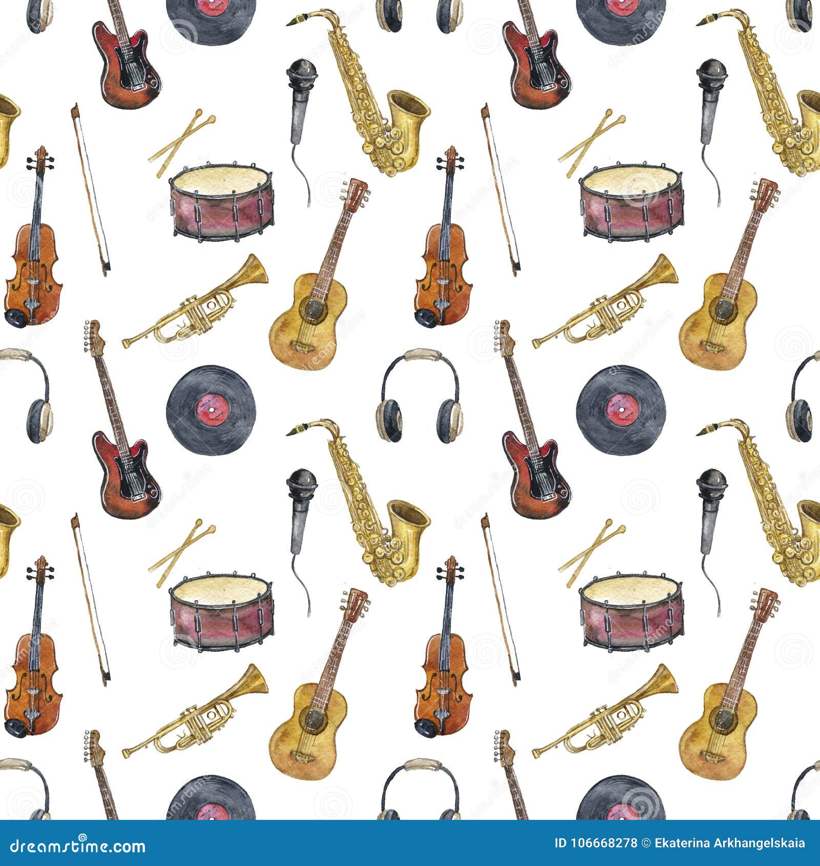 Seamless Pattern with Musical Instruments Stock Illustration ...