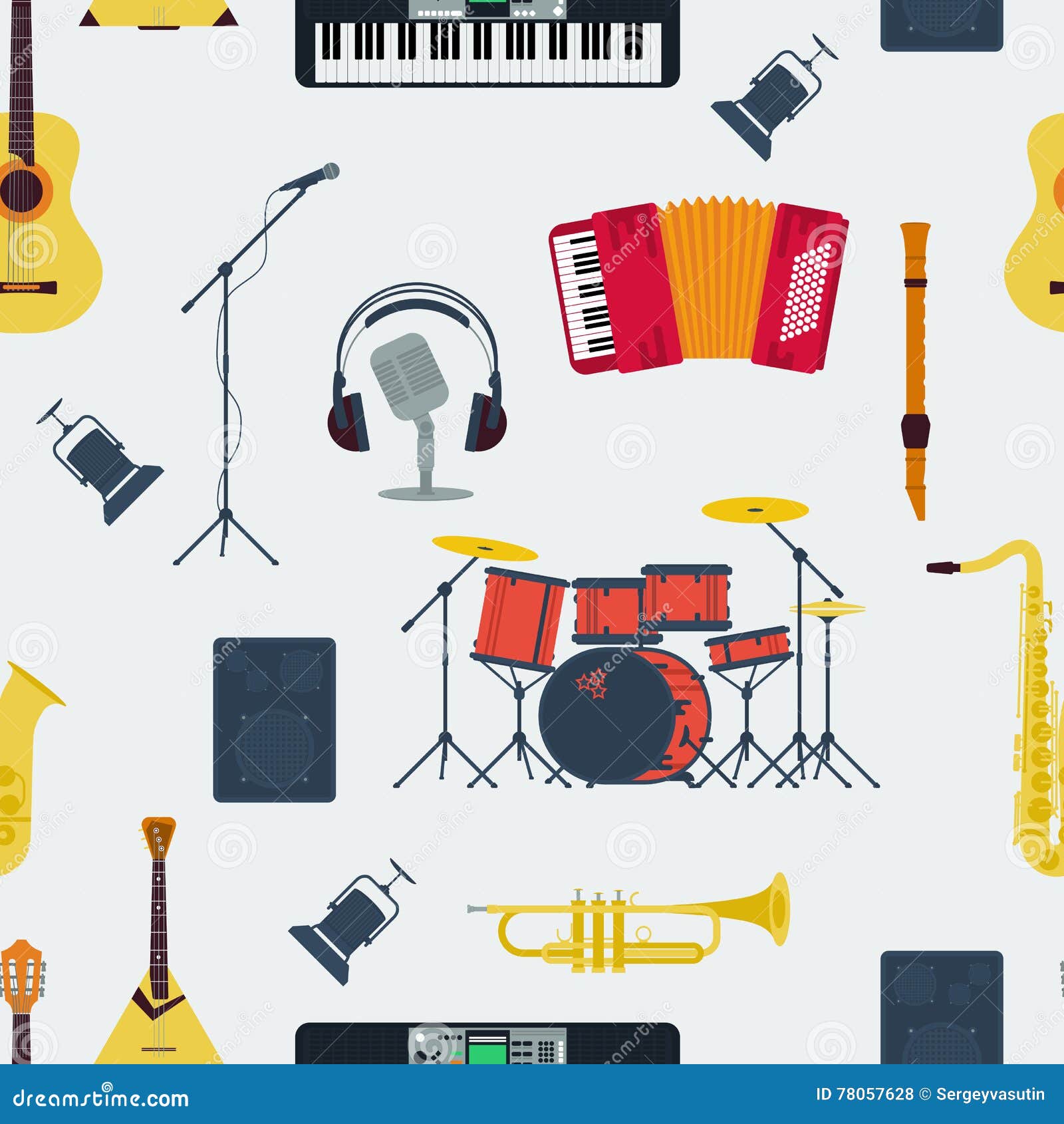 Seamless Pattern - Musical Instruments Stock Illustration ...