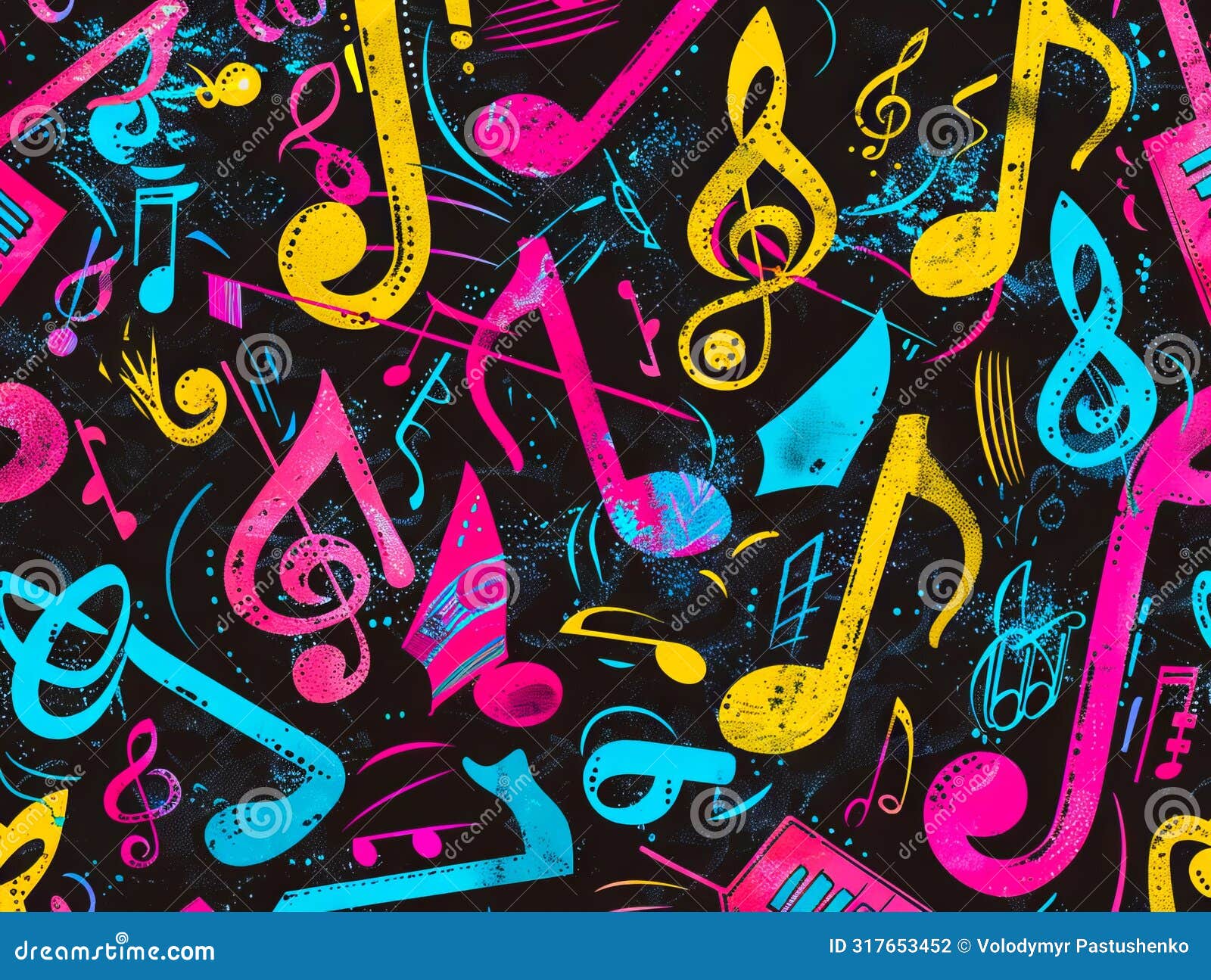 A Seamless Pattern with Musical Notes Stock Photo - Image of ...