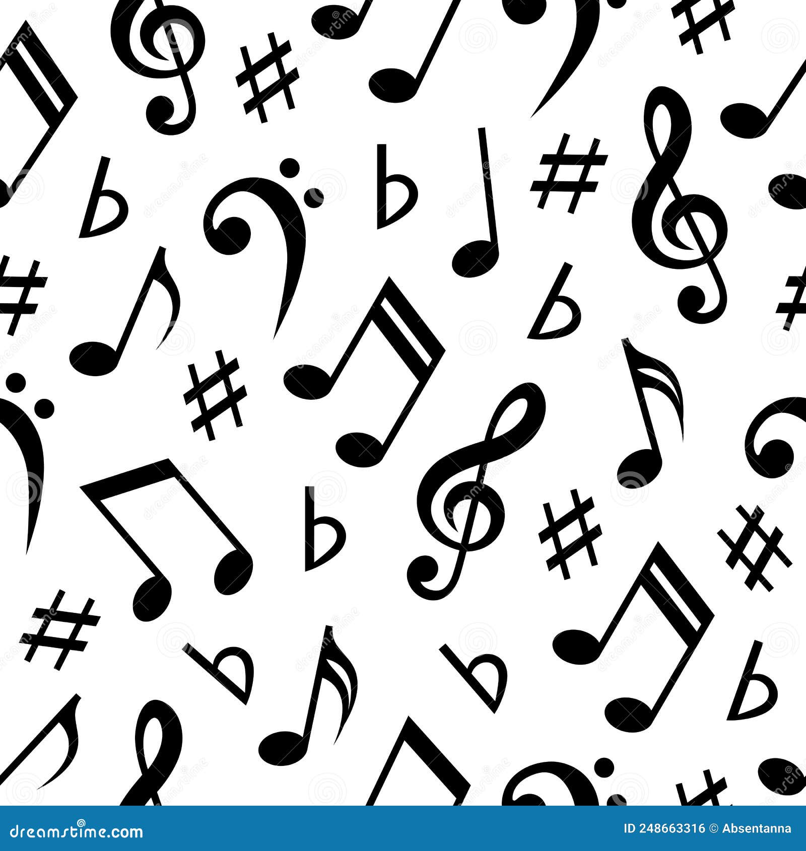 Seamless Pattern with Musical Notes Stock Vector - Illustration of ...