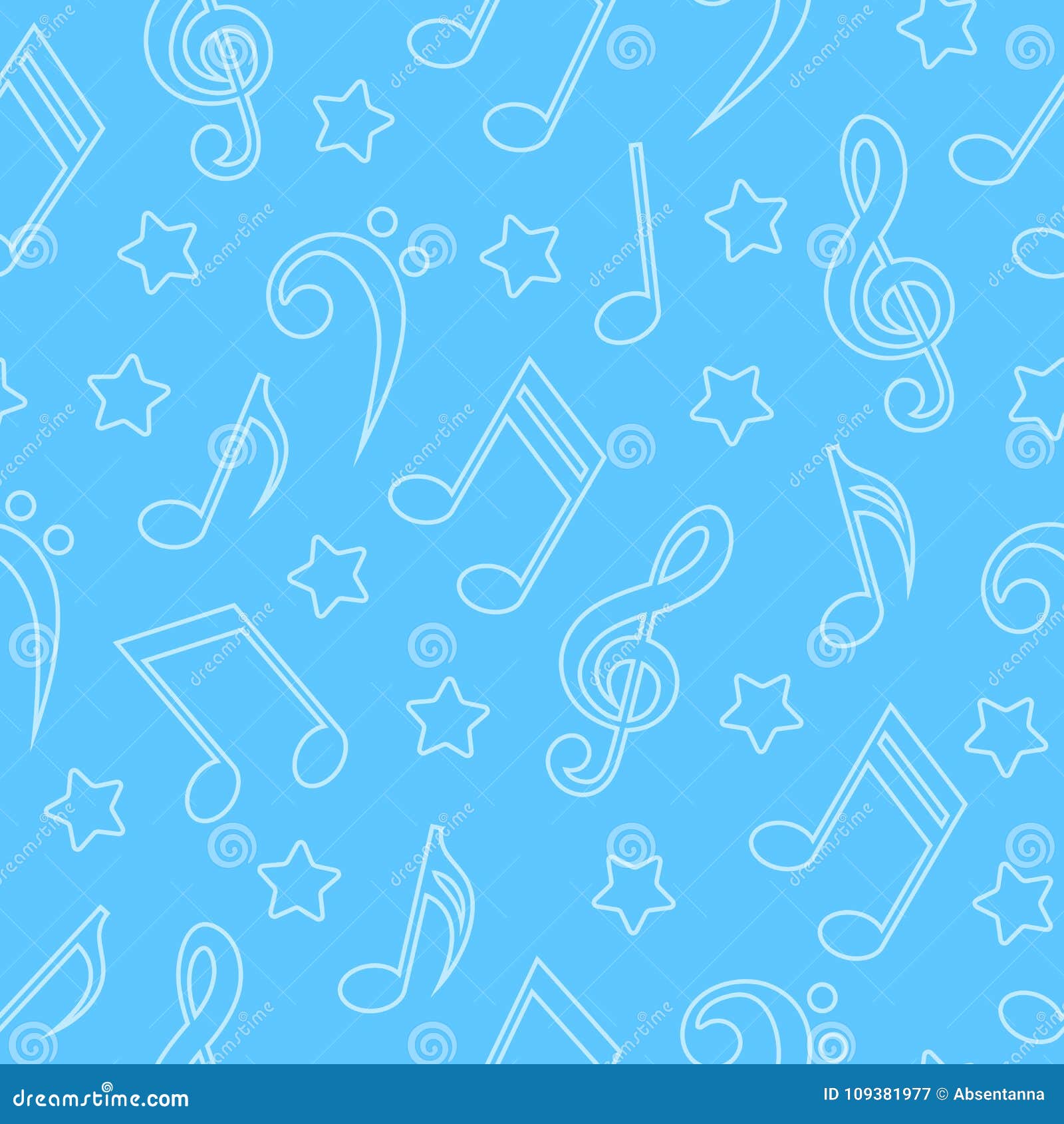 Seamless Pattern with Musical Notes Stock Vector - Illustration of blue ...