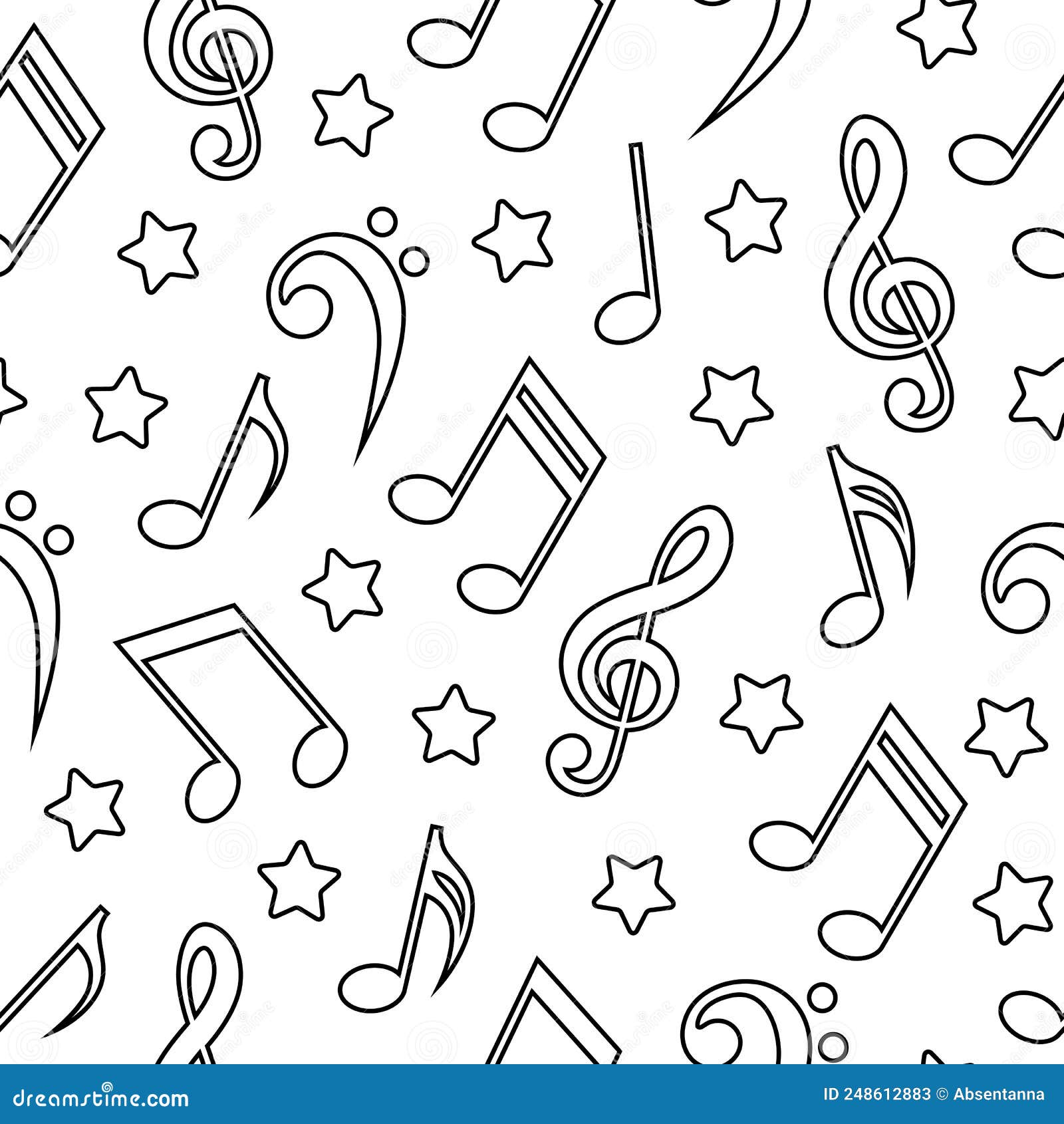 Seamless Pattern with Musical Notes Stock Vector - Illustration of ...
