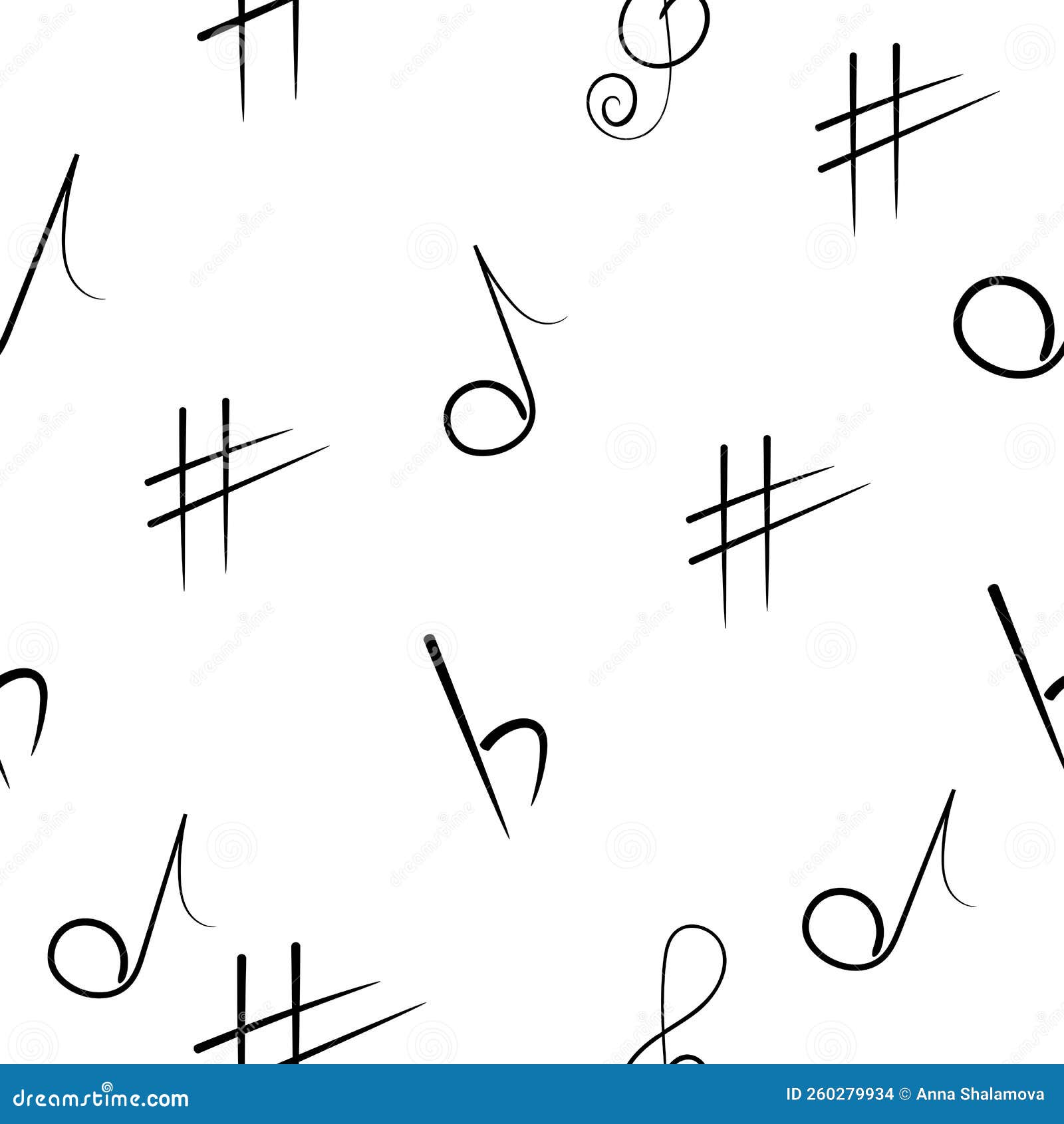 Seamless Pattern of Musical Signs Hand Drawing Stock Vector ...