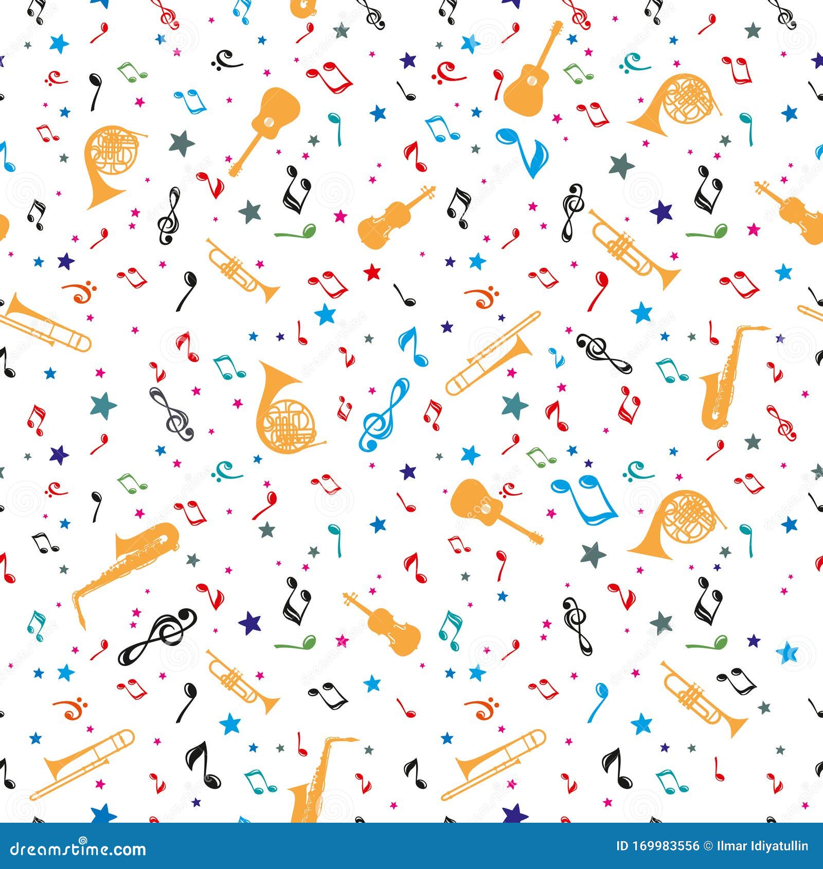 Seamless Pattern on a Musical Theme, Consisting of Colored Musical ...