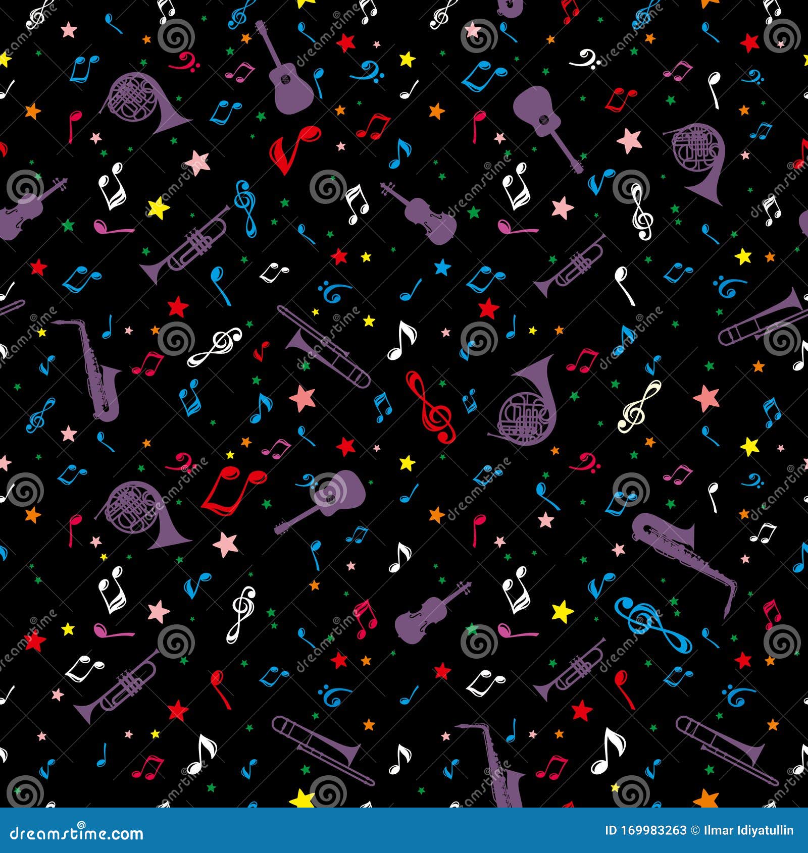 Seamless Pattern on a Musical Theme, Consisting of Colored Musical ...