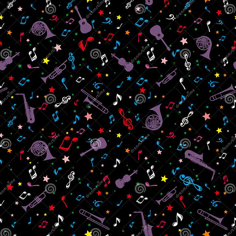 Seamless Pattern on a Musical Theme, Consisting of Colored Musical ...