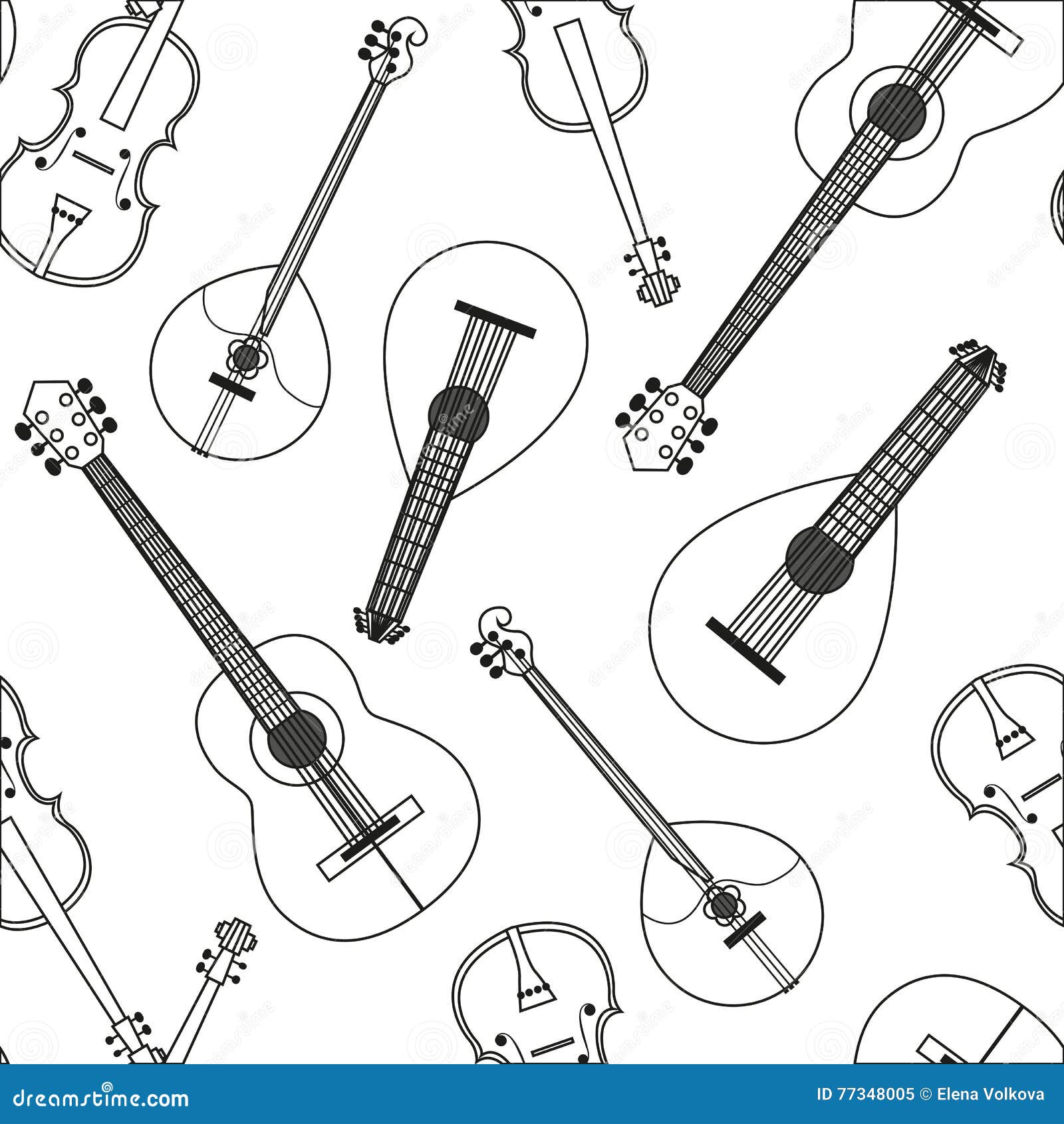 Seamless Pattern with Musical Stock Vector - Illustration of country ...