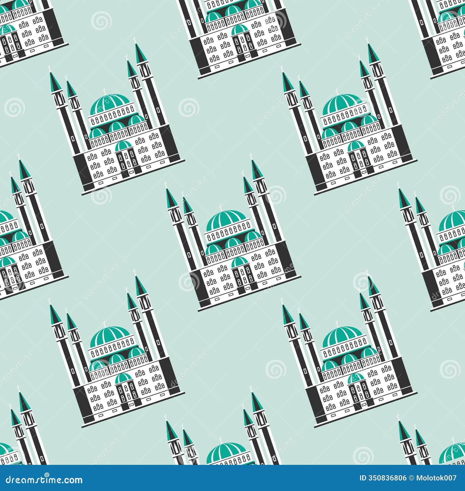 Seamless Pattern with Muslim Mosque Stock Illustration - Illustration ...