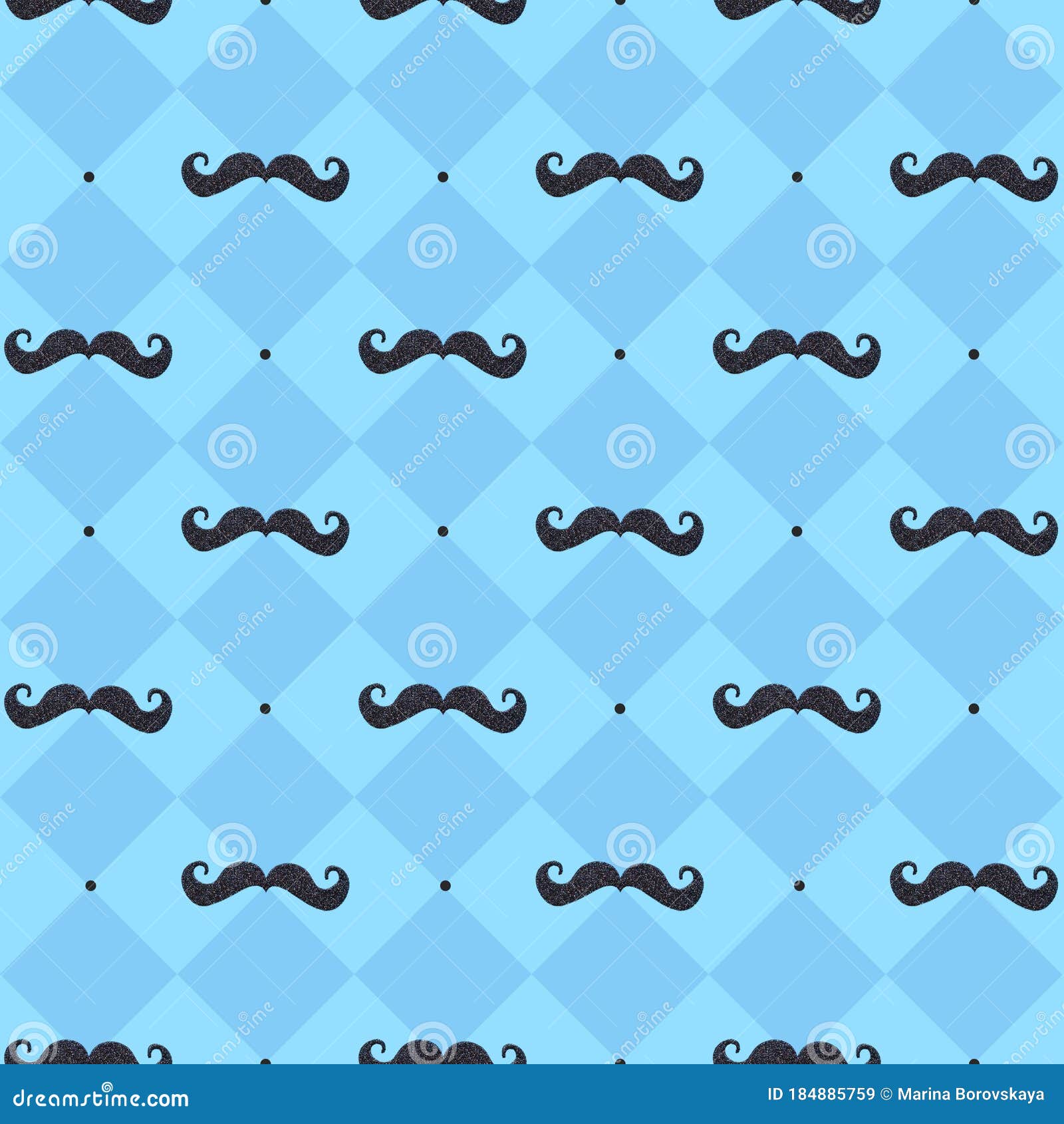 Seamless Pattern Mustache Pattern on Blue Background for Father`s Day ...