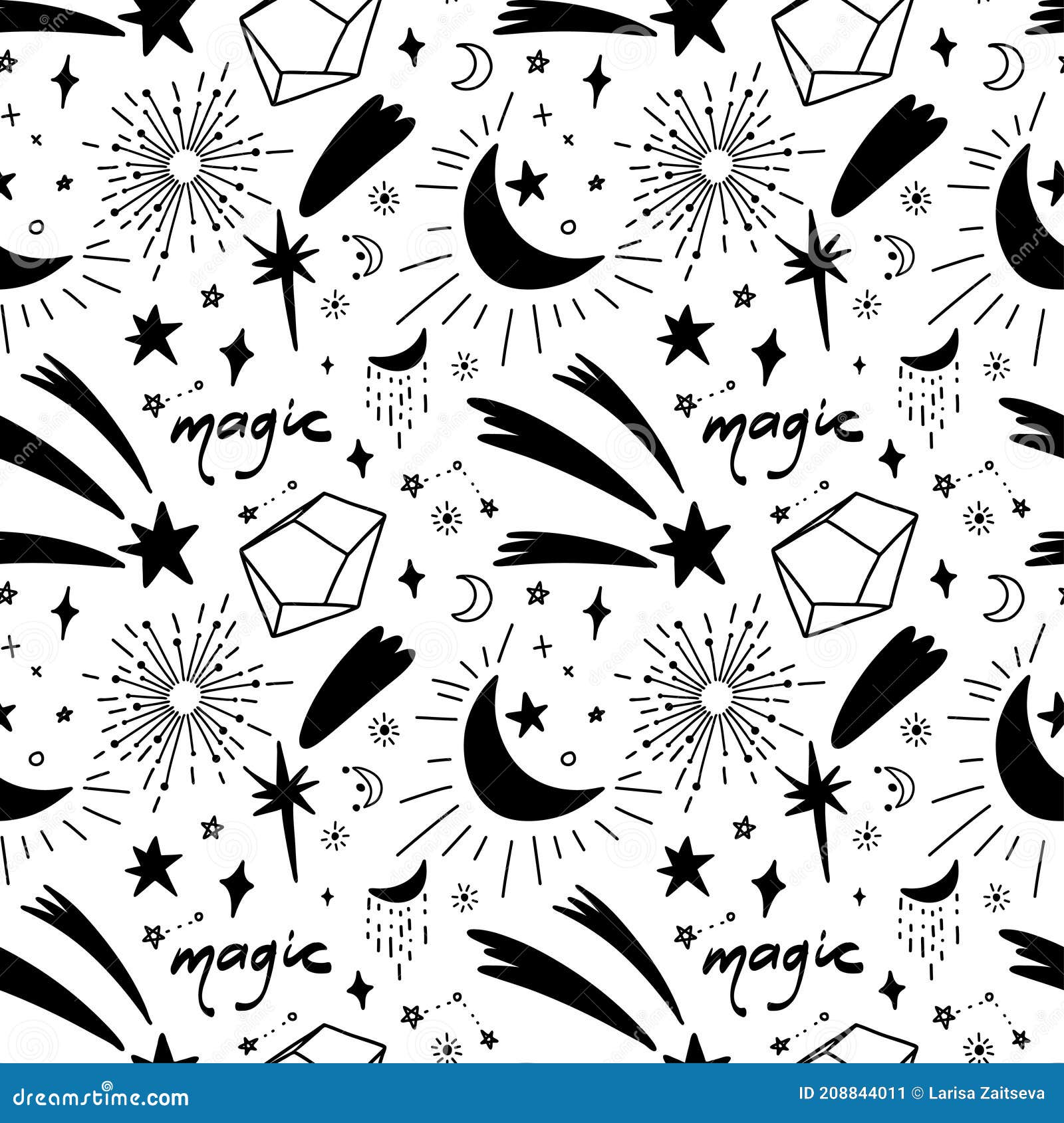 Seamless Pattern with Mystical and Starry Elements. a Repeating Pattern ...