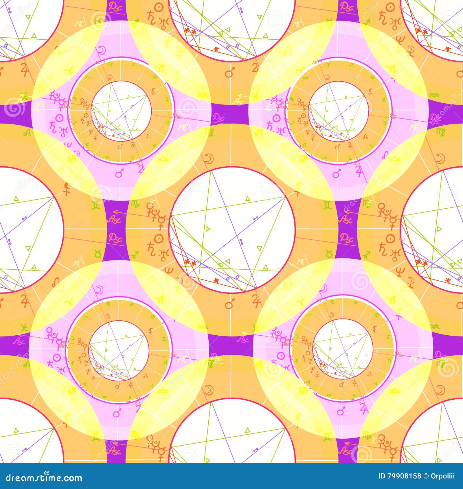 Seamless Pattern Natal Astrological Chart, Zodiac Signs Stock Vector ...